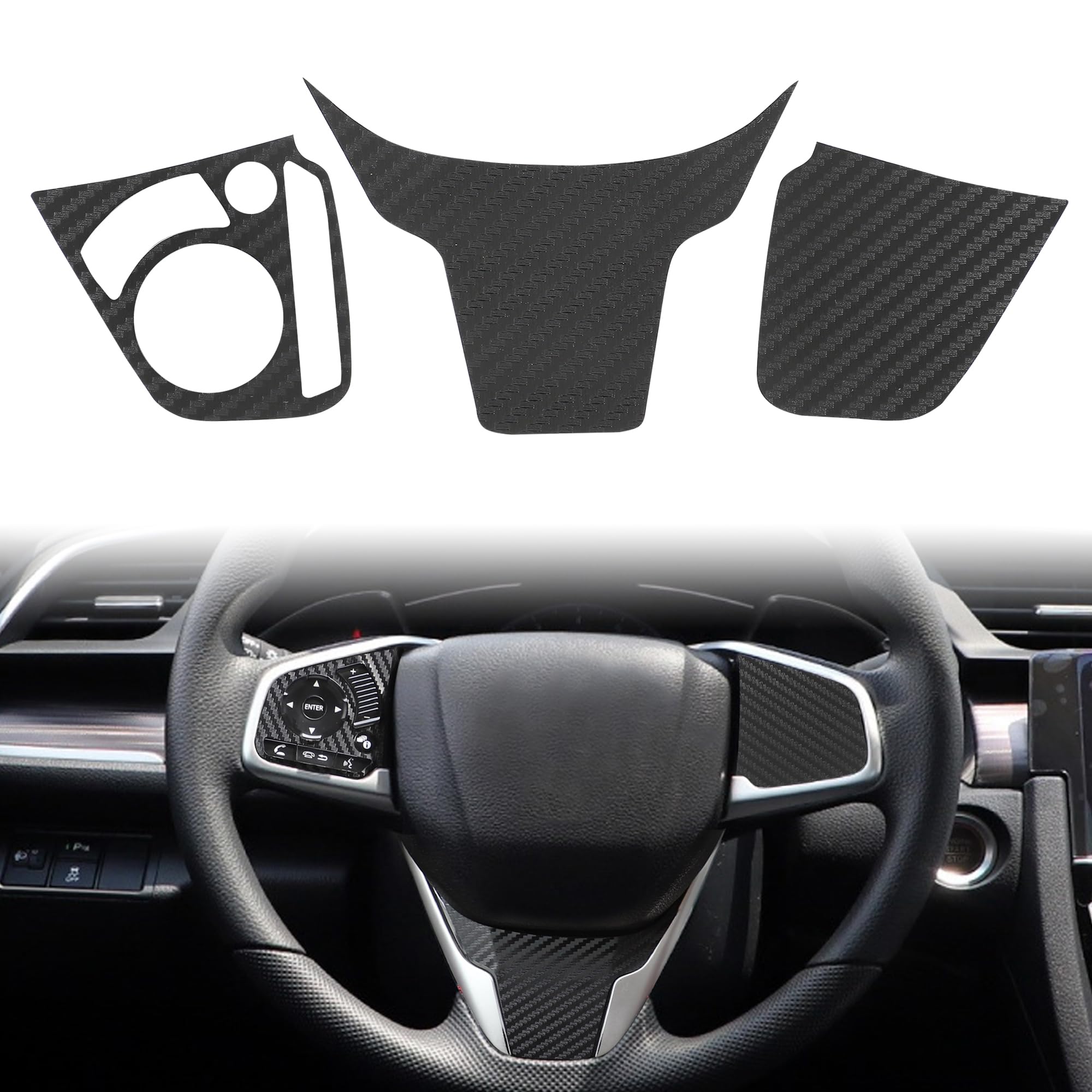 WINKA Carbon Fiber Steering Wheel Sticker Trim Compatible with Honda ...