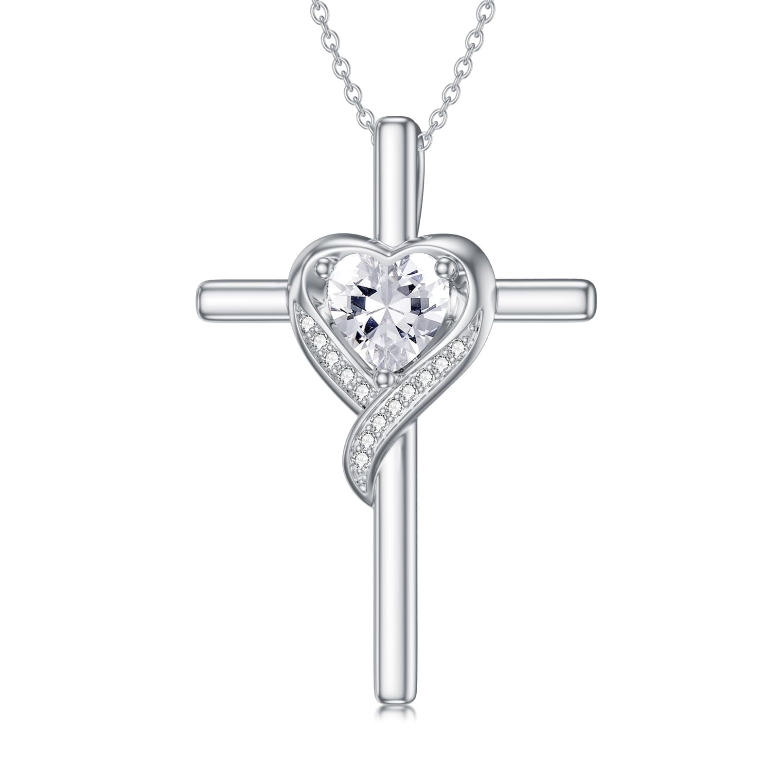 WINNICACA April Birthstone Diamond Cross Necklace for Women 925 ...