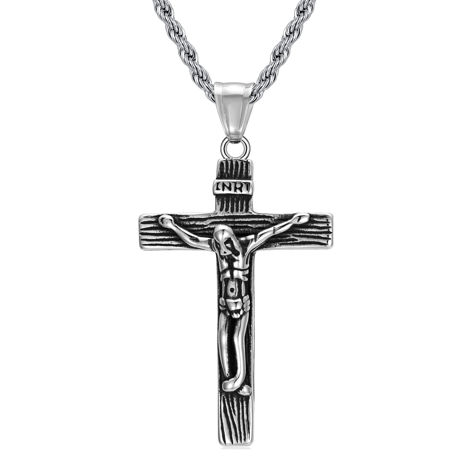 WINNICACA Father's Day Gifts Stainless Steel Cross Necklace Brass Jesus ...