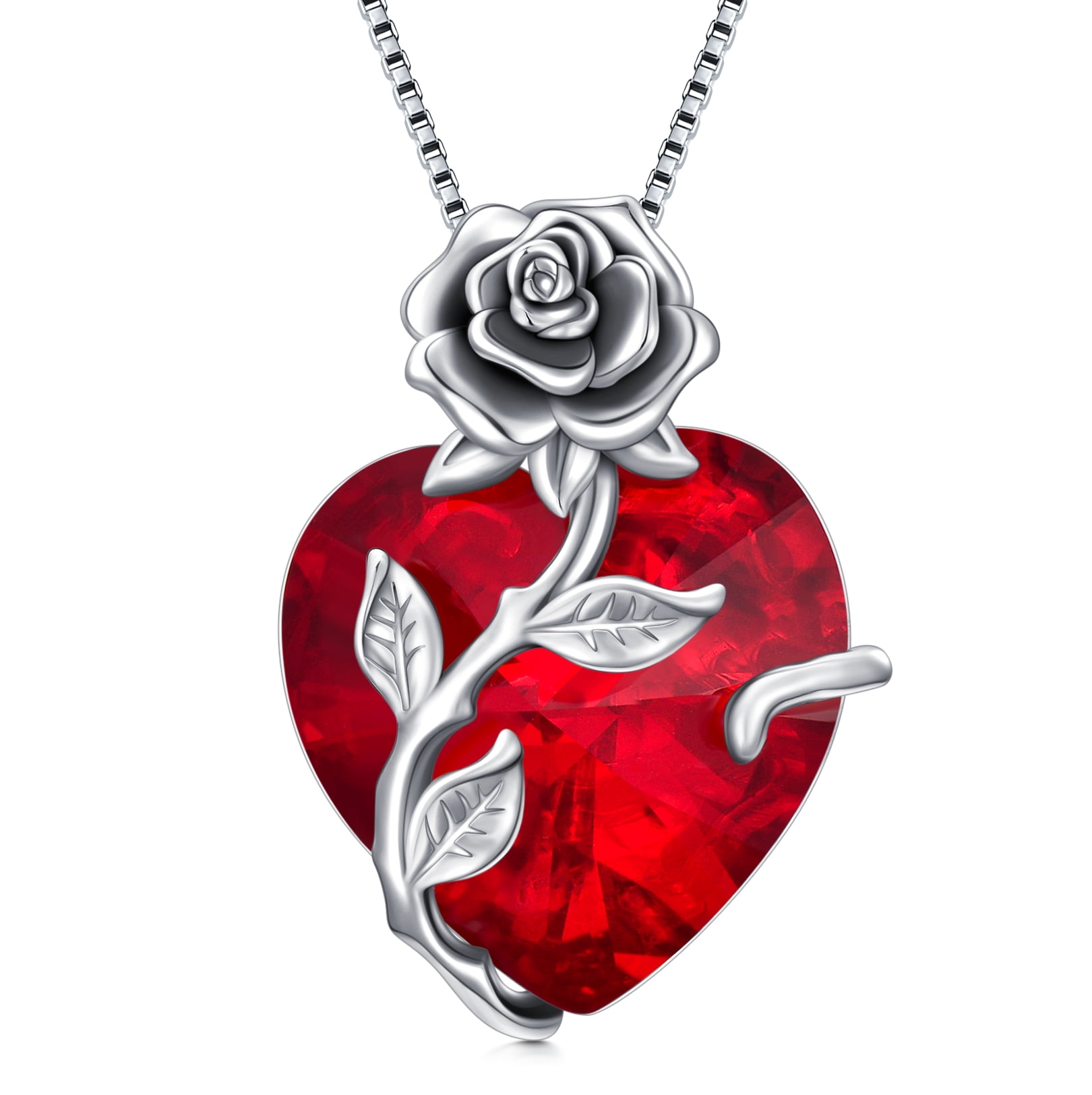 WINNICACA Gifts for Her S925 Sterling Silver Rose Flower Pendant ...