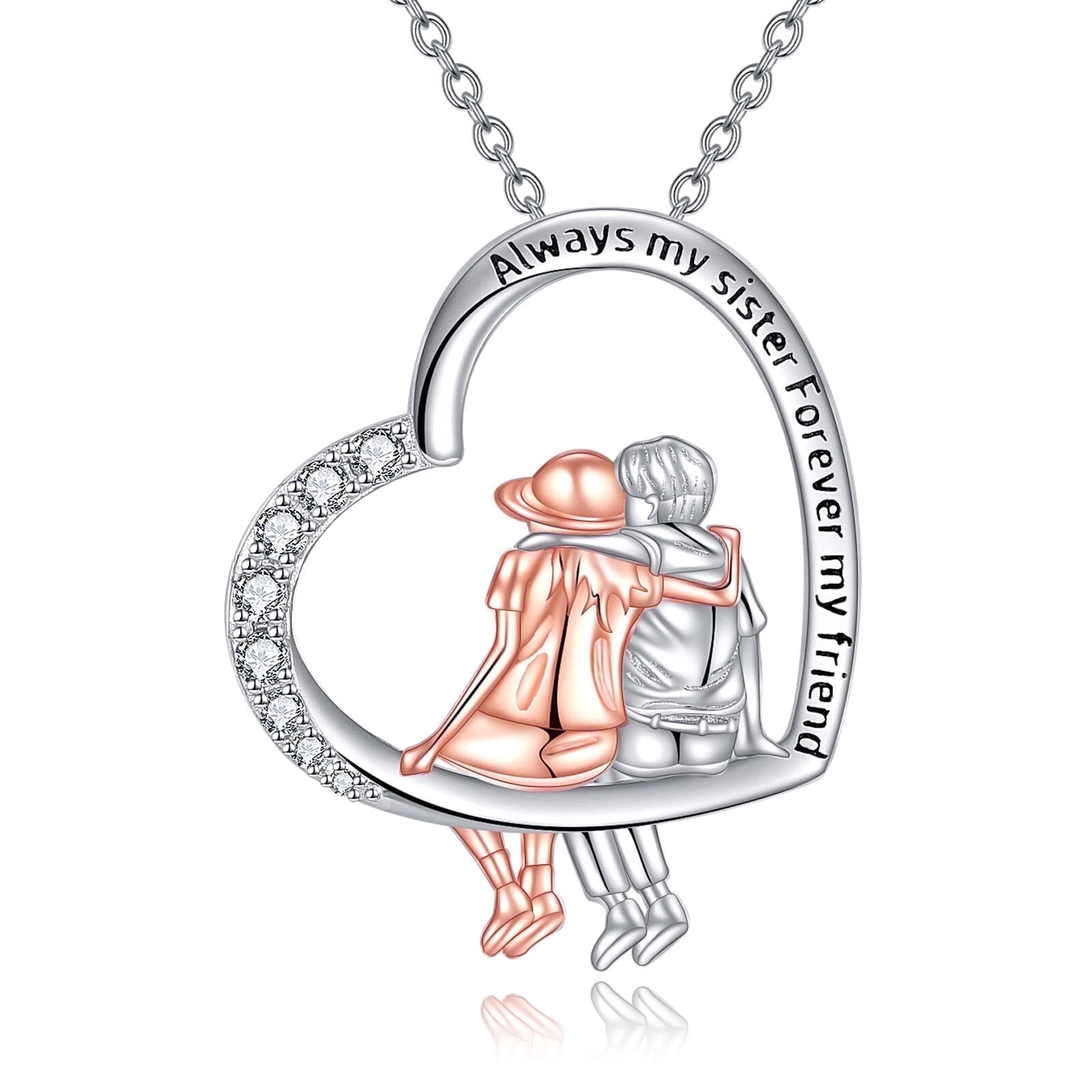 WINNICACA 925 Sterling Silver Sister Brother Necklace, BFF Forever ...