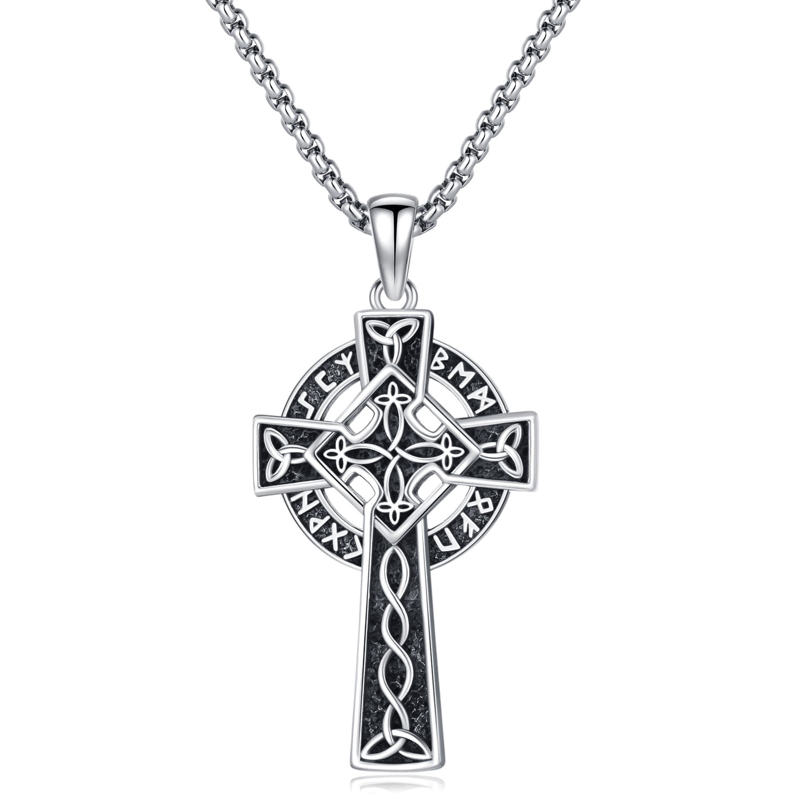 WINNICACA Birthday Gifts S925 Sterling Silver Irish Viking Celtic Cross ...