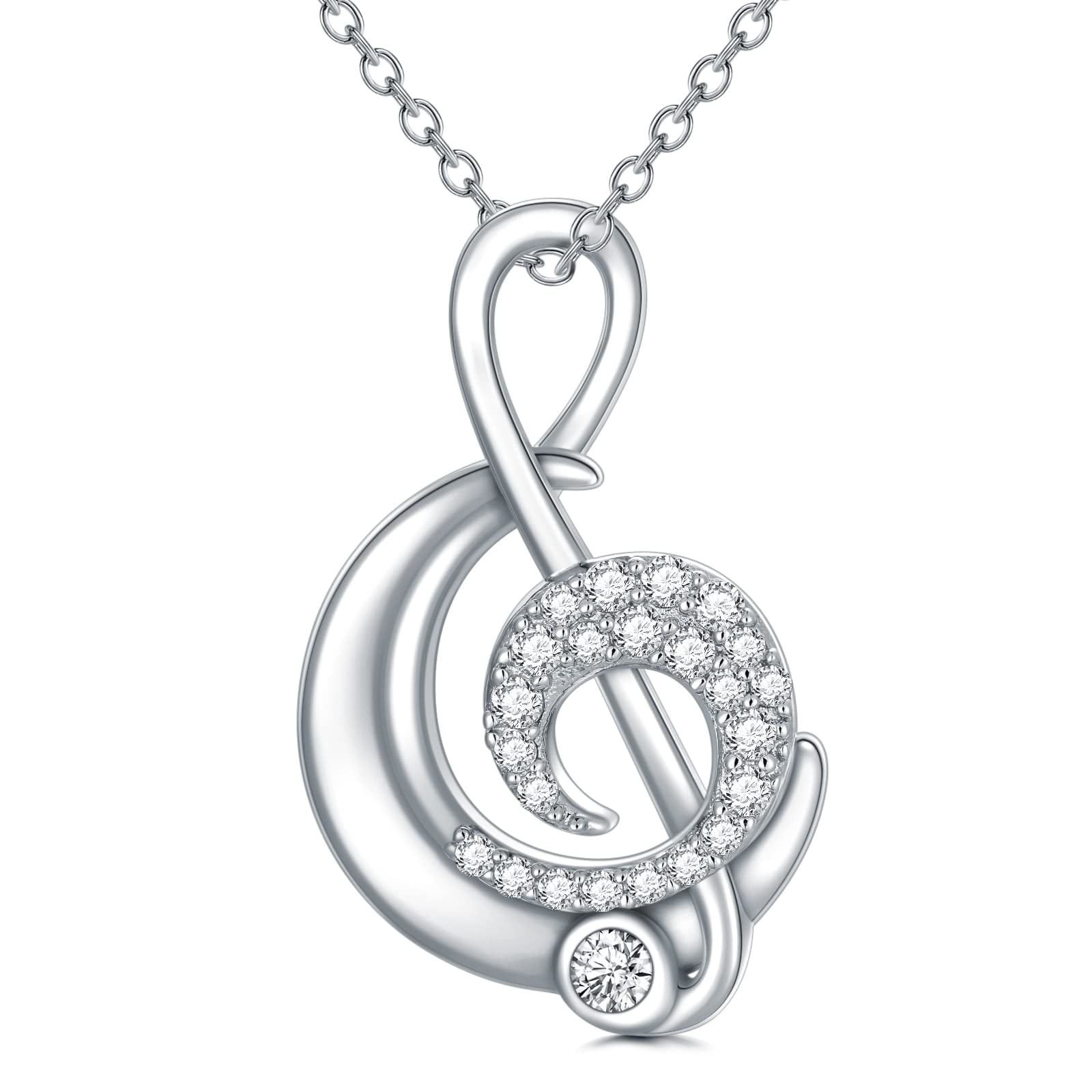 WINNICACA Music Note Necklace 925 Sterling Silver Moon Music Necklace ...