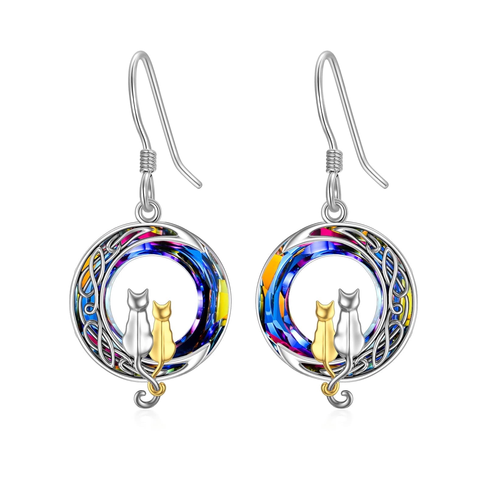 WINNICACA Christmas Gifts for Women Cat Lovers Cat on the Moon Earrings ...