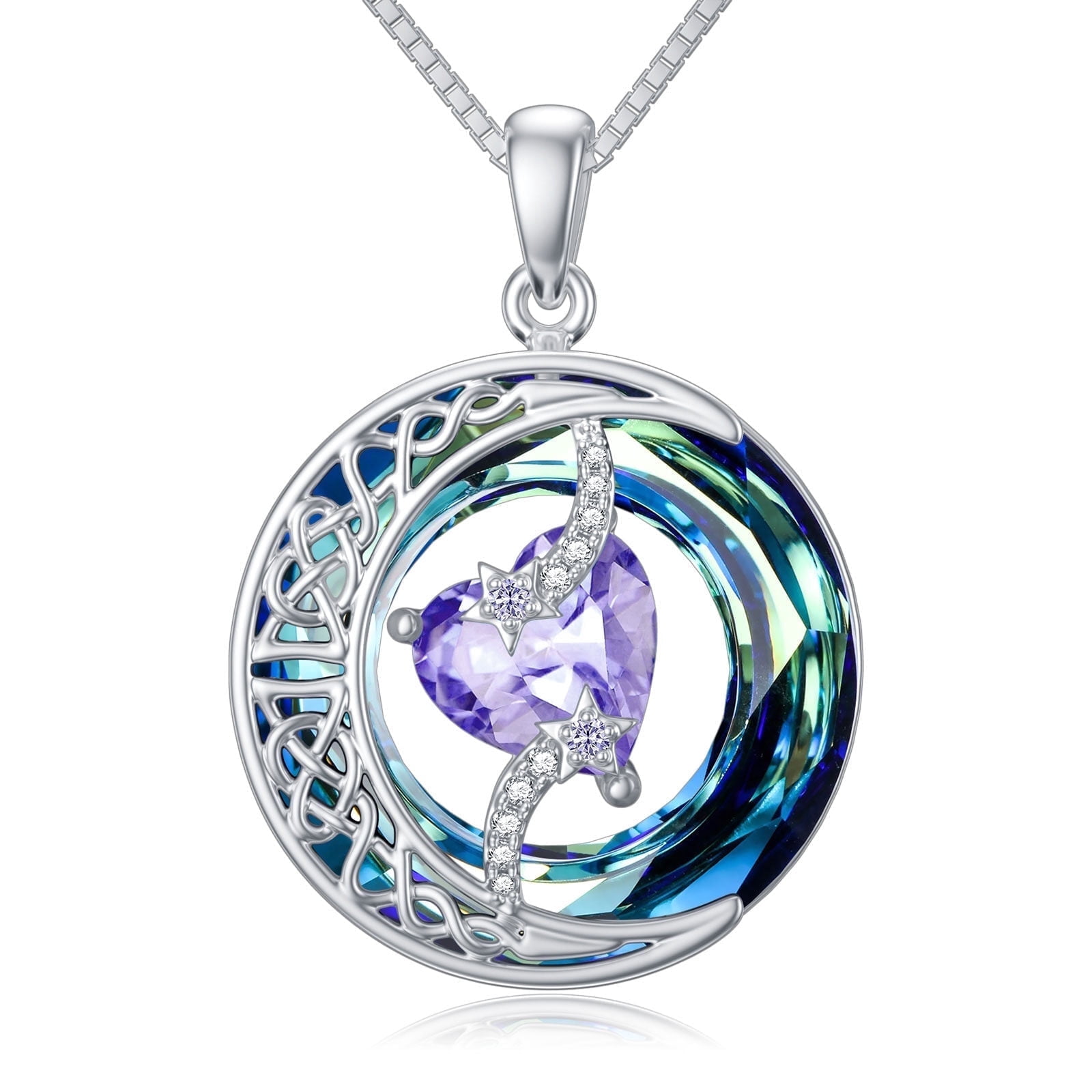 WINNICACA Mothers Day Gifts for Mom Sterling Silver Blue Crystal Moon ...