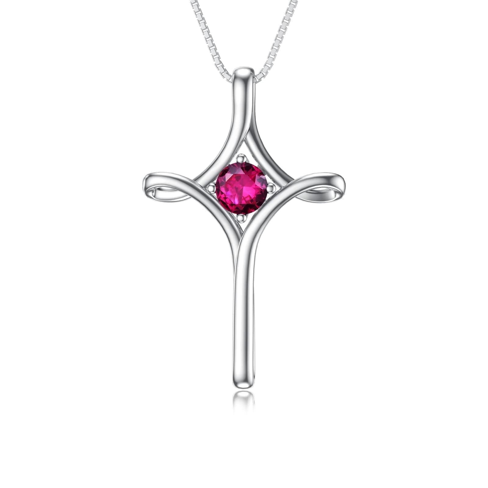 WINNICACA S925 Sterling Silver Cross Necklace with July Birthstone ...