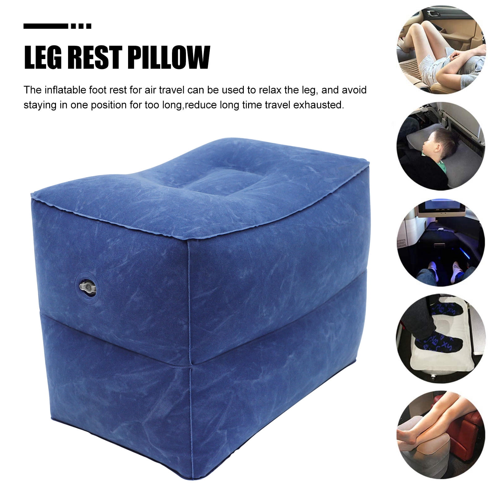 WINOMO 1 Set Inflatable Travel Foot Rest Pillow Blue Pvc Flocking Leg ...