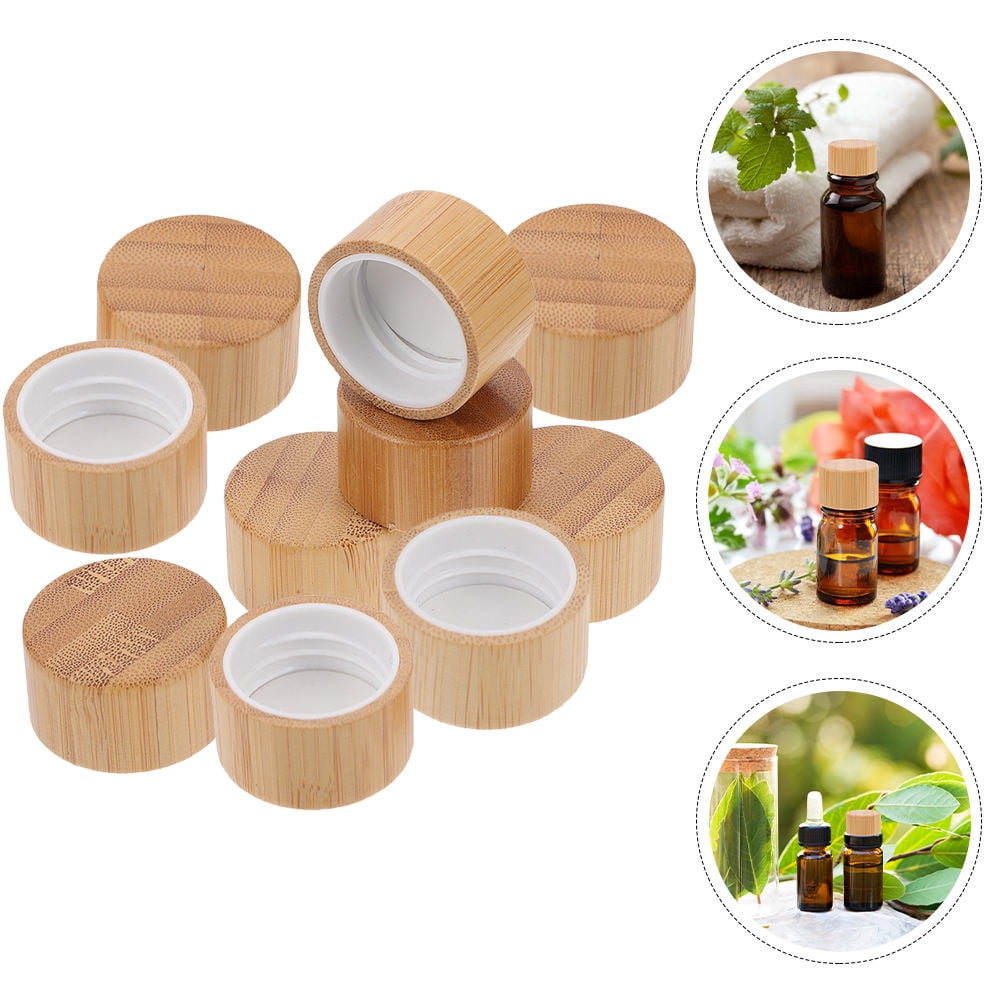 WINOMO 10Pcs Essential Oil Bottle Caps Bamboo Material Round Compact ...