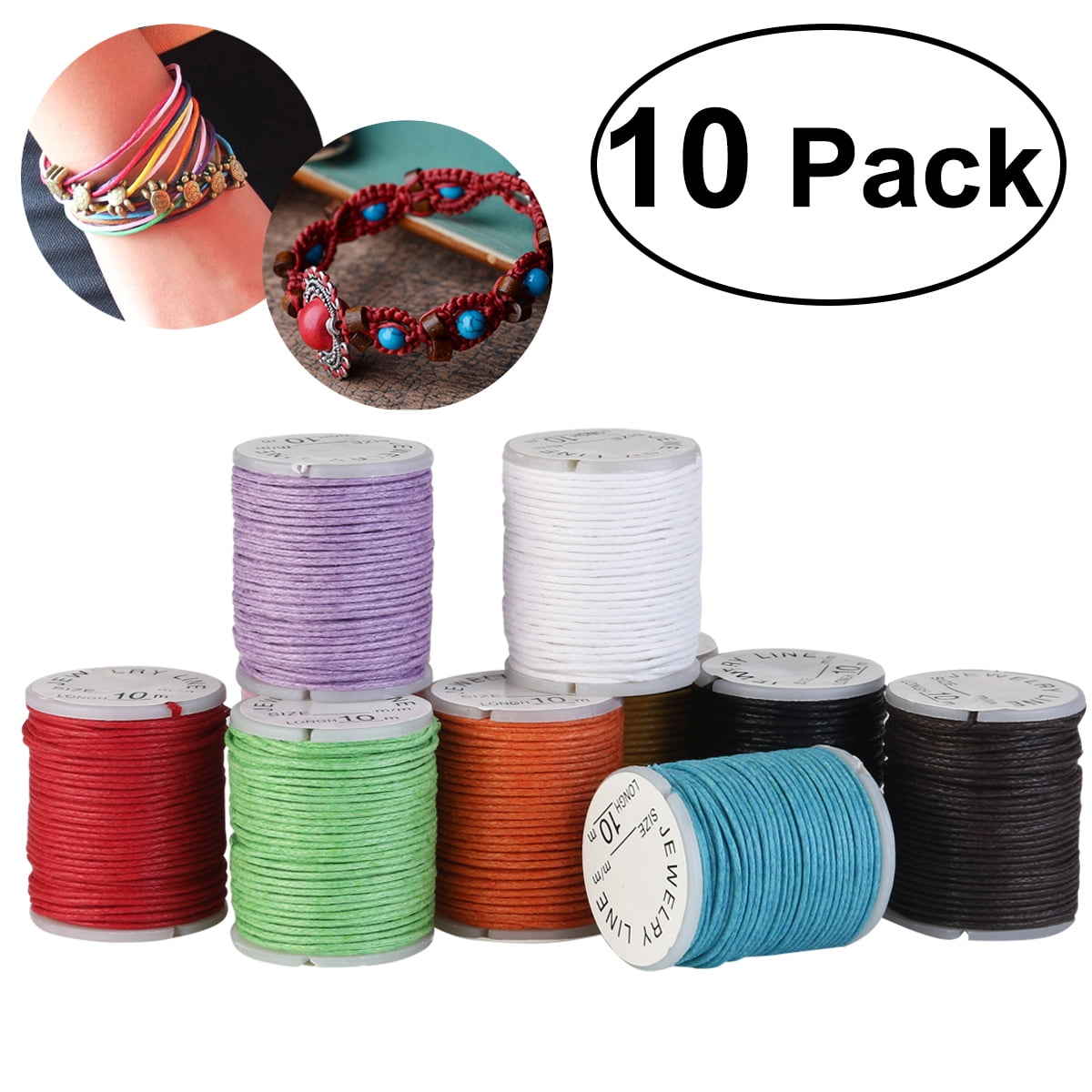 WINOMO 10pcs 10M 1MM Waxed Cotton Cords Strings Ropes for DIY Necklace ...