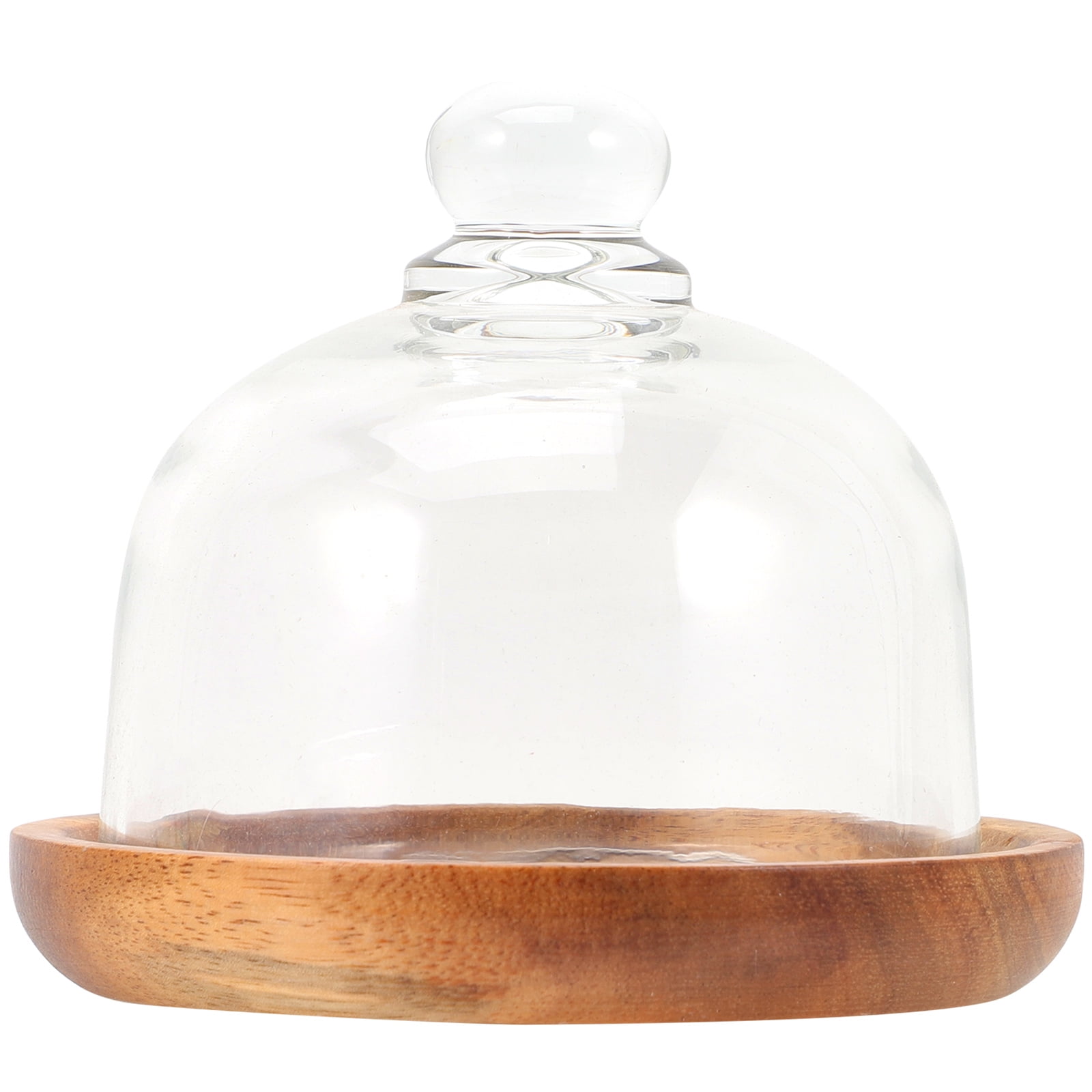 WINOMO 15Set Cake Plate With Lid Round Shape Wood Base For Family ...