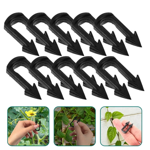 WINOMO 200Pcs Plant Fixing Clips Black PVC For Tomato Trailing Clips In ...