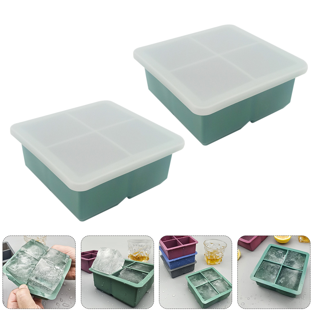WINOMO 2Set Ice Cube Tray Ice Making Tool Silicone Green for Cocktail ...