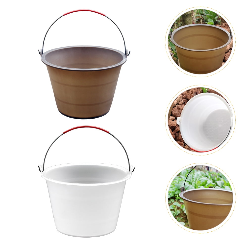 LEORX 2Pcs Brown Plastic Storage Buckets Strong Anti-Fall Cement Bucket ...