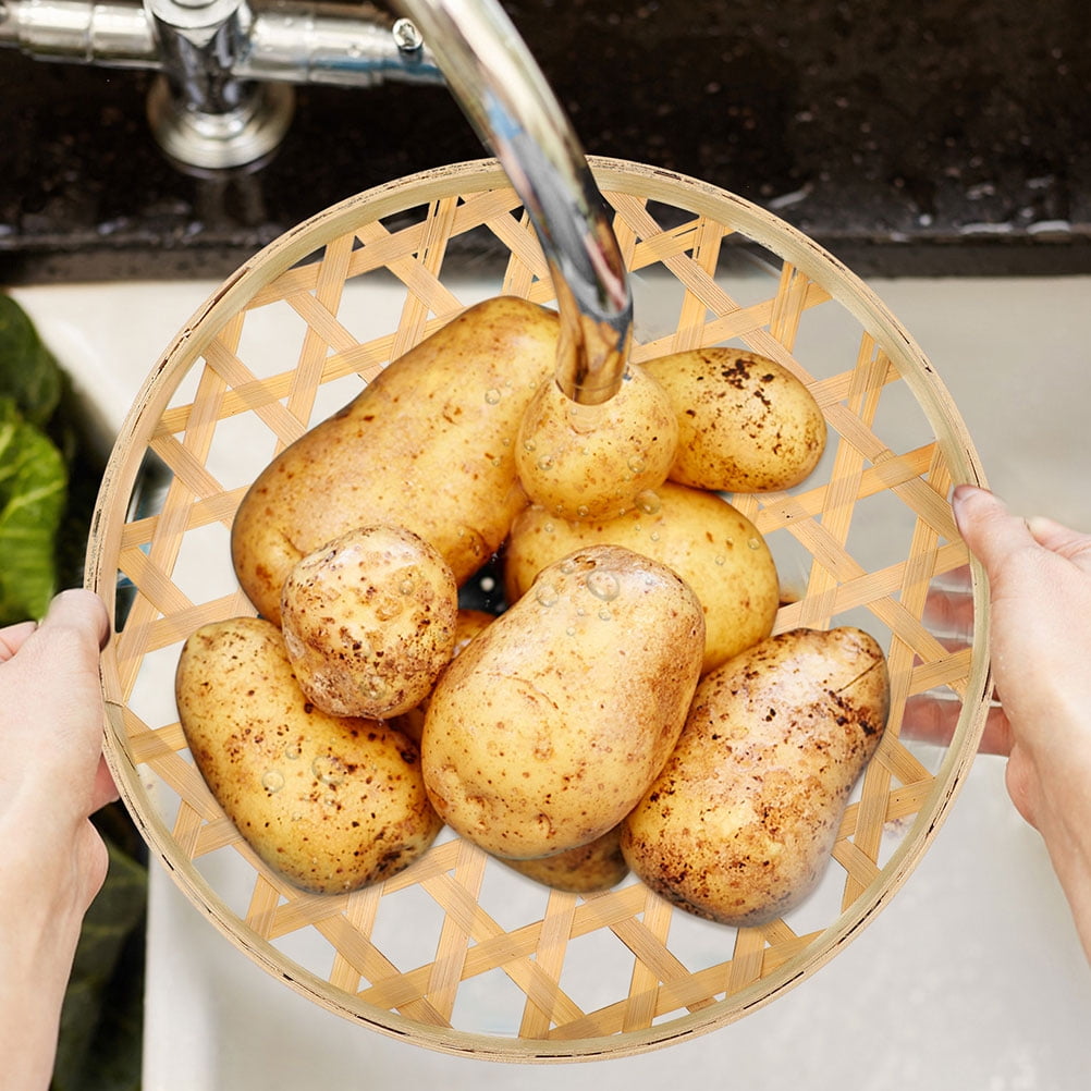 LEORX Bamboo Basket Handmade Bamboo Sieves Sieving Rice Friends ...