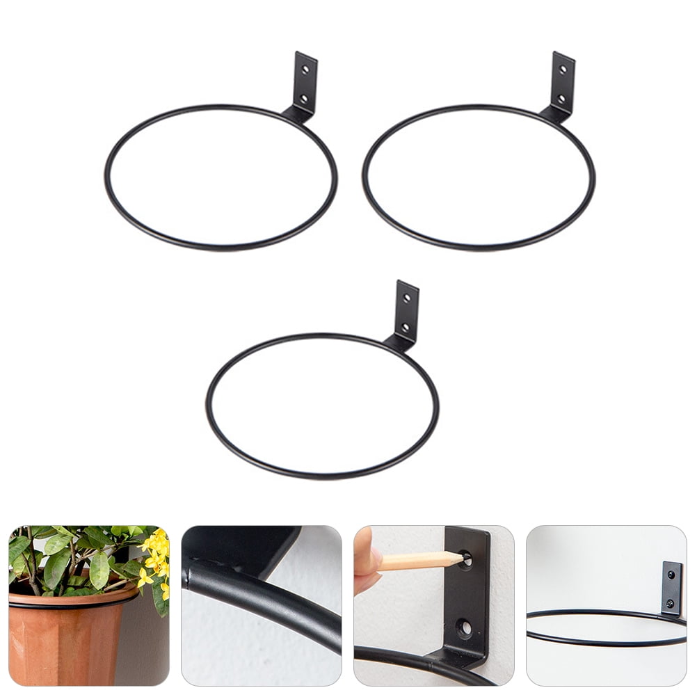 WINOMO 3Pcs Metal Wall Planter Holder Iron Flower Pot Hook Rack Black ...