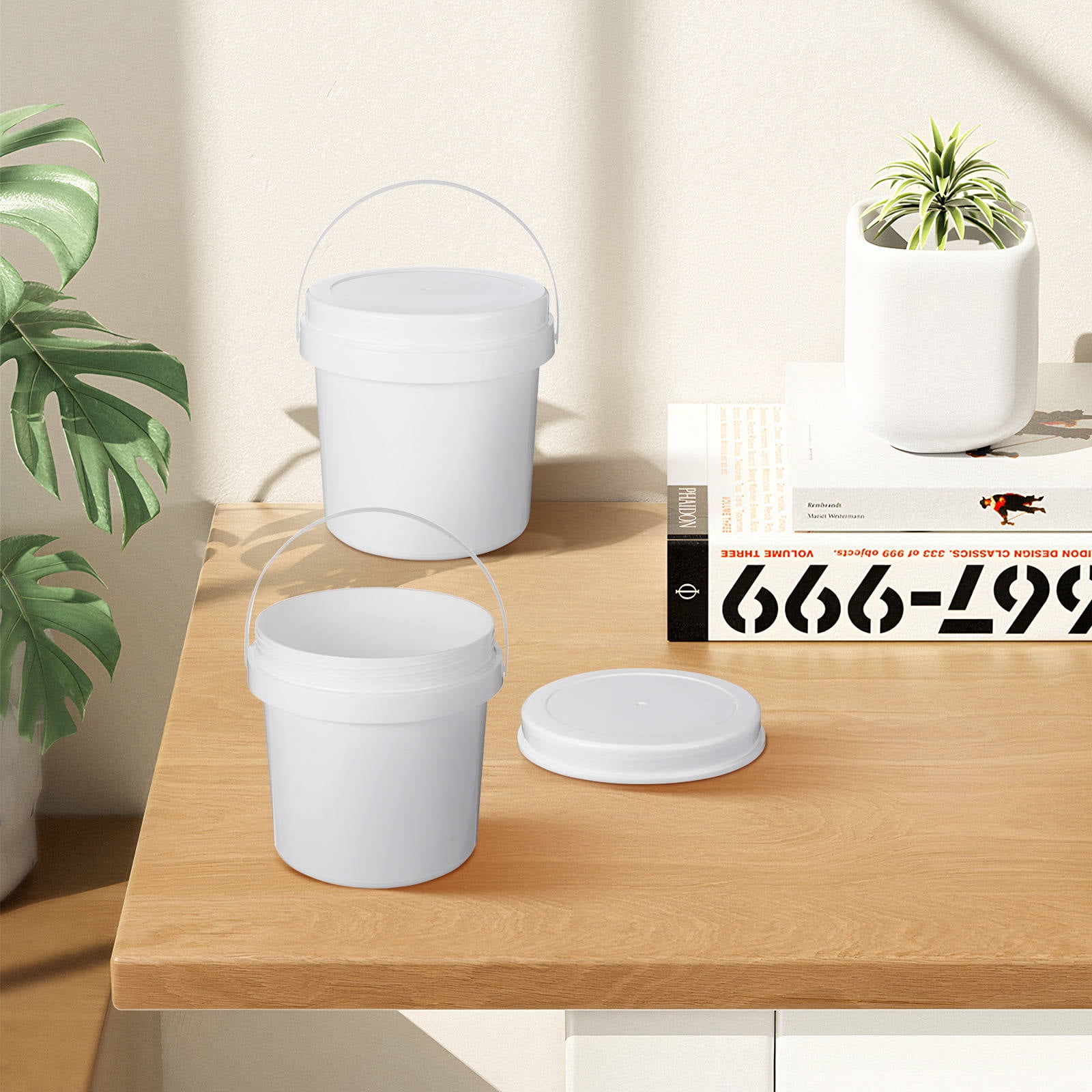 WINOMO 3pcs Snacks Bucket White Plastic Storage for Parents and ...