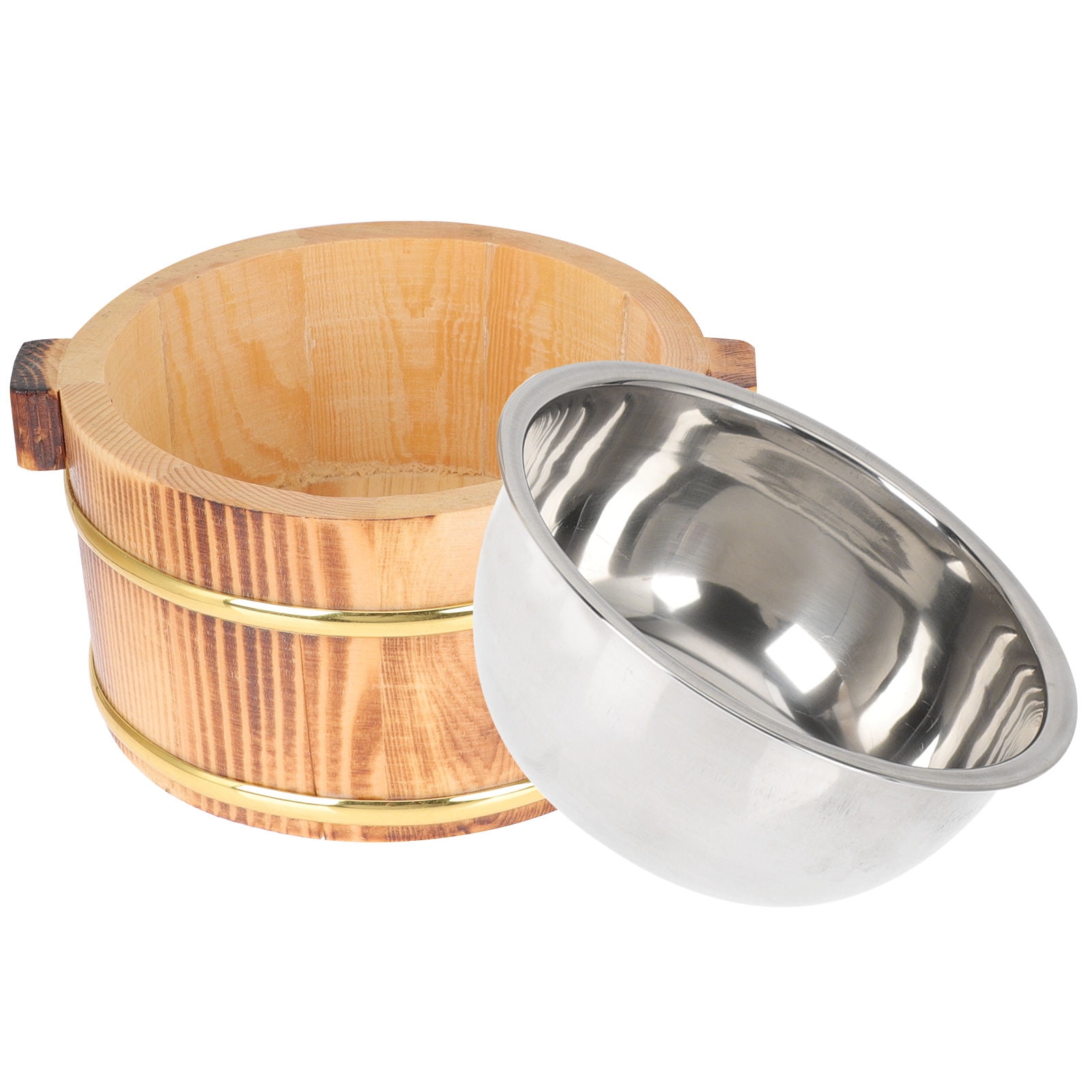 WINOMO Storage Bucket Wooden Food Serving Bowl Wood Khaki 1Pack ...