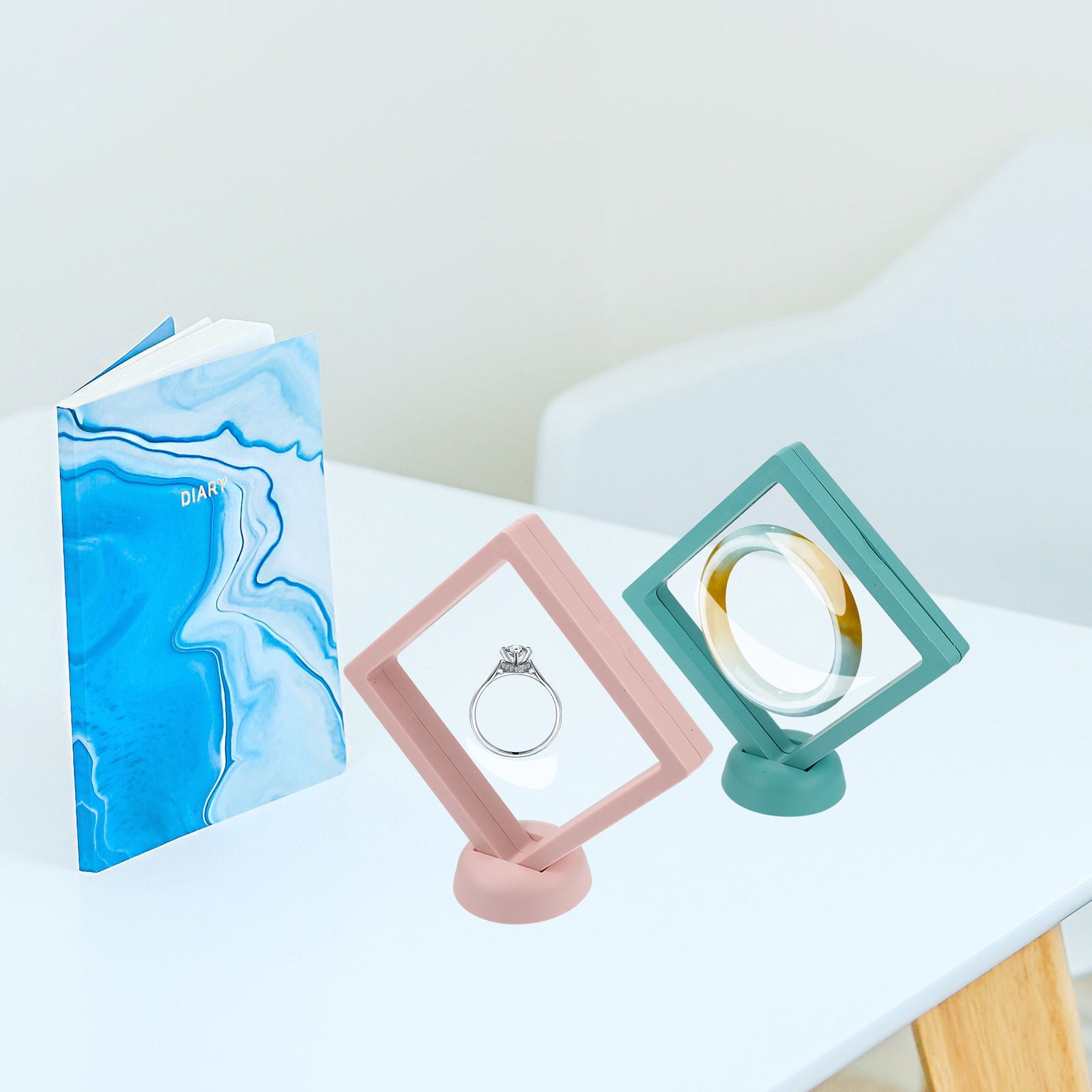 WINOMO 8 Sets Mint Green Jewelry Display Cases 3D Floating Design ...