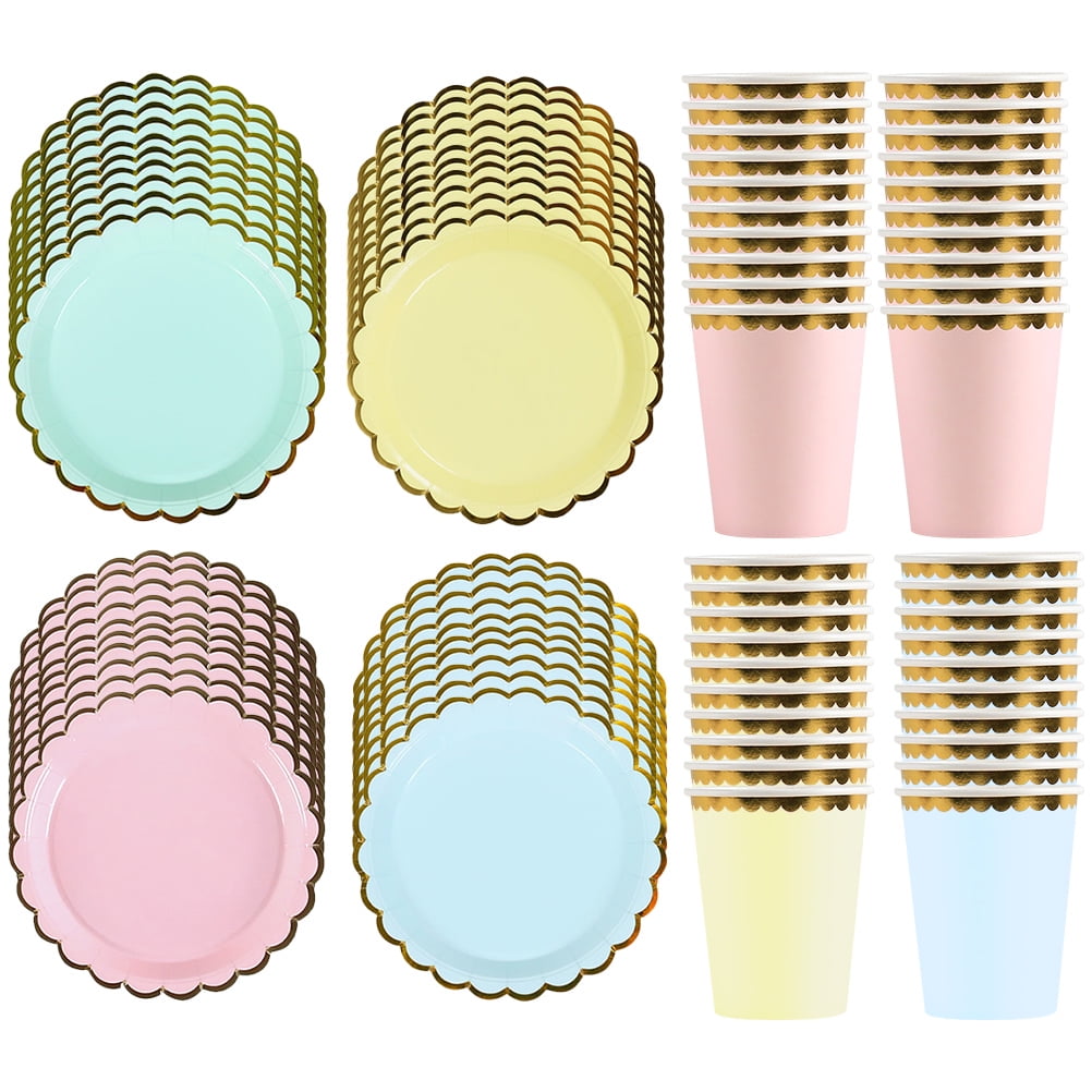 WINOMO Assorted Color Paper Plates and Cups for Party Use Add More Fun ...