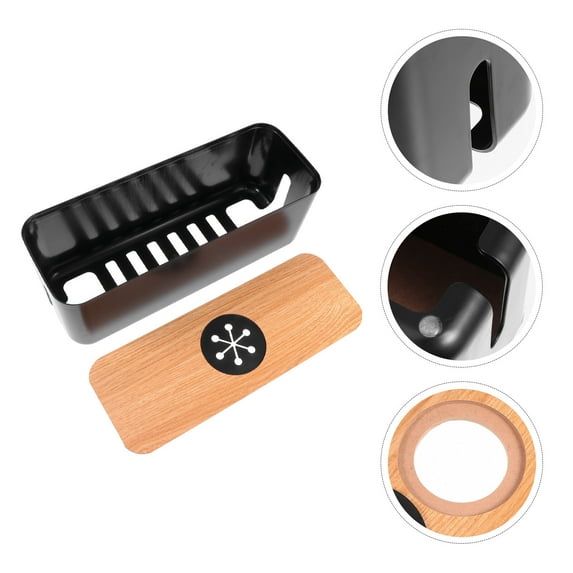 WINOMO Charging Cord Organizer Case Cable Storage Box Black Wood 1Pack ...