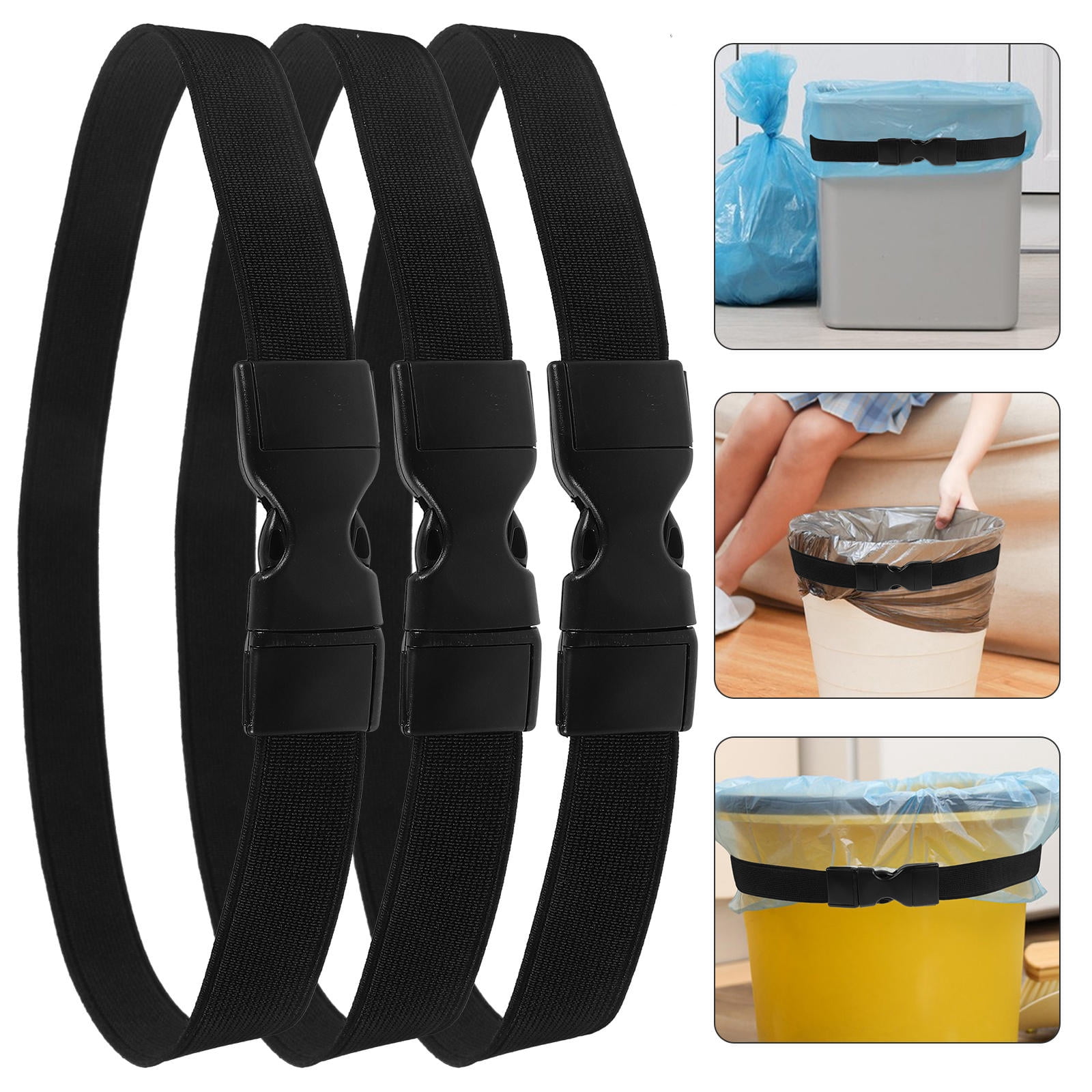 WINOMO Trash Can Band Elastic Trash Bag Fixing 3Pcs 24.0X0.9X0.4In ...