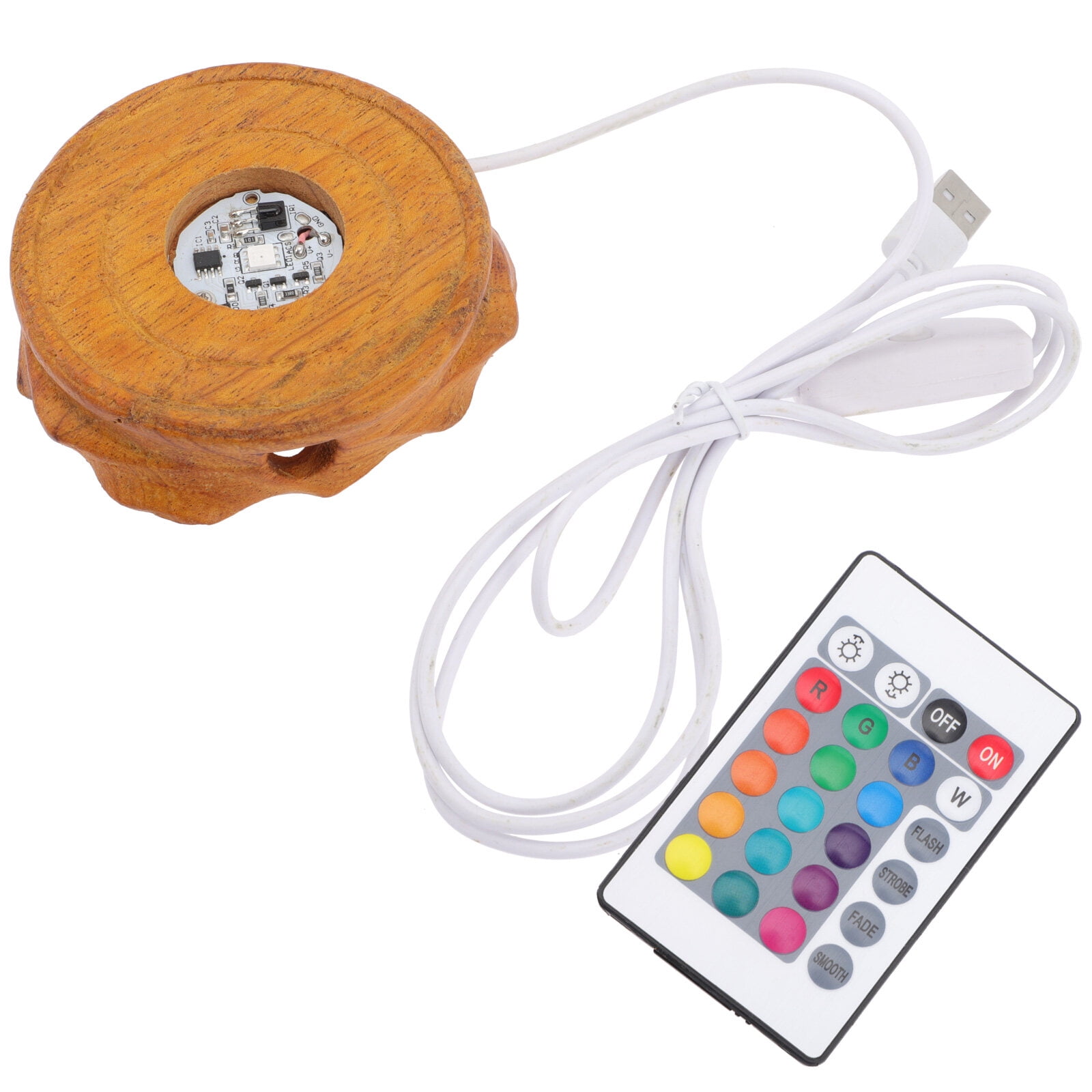 WINOMO LED Display Base Wooden Lighted Stand Crystal Glass Ball ...