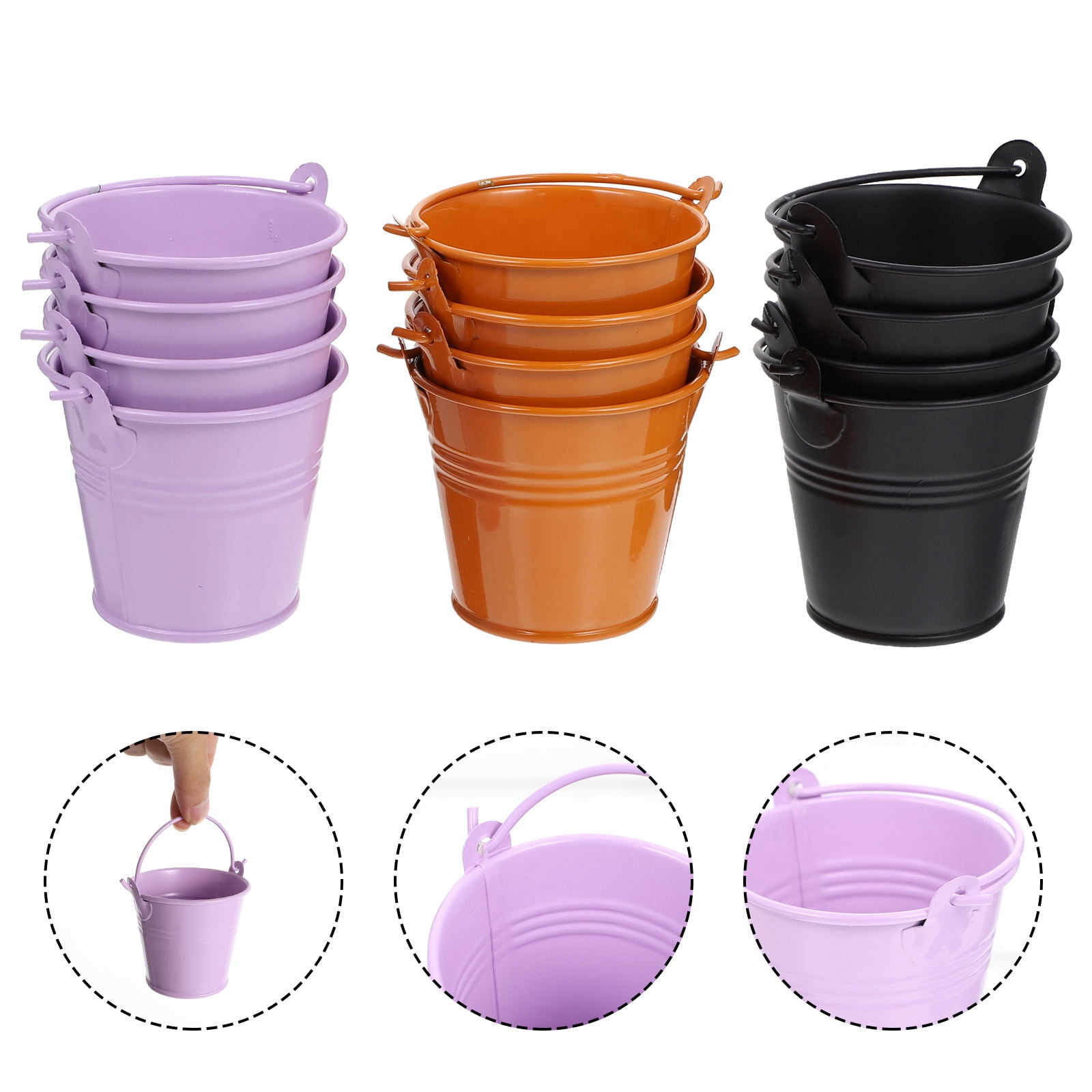 WINOMO Round Iron Candy Buckets 12Pcs for Kids present and Decoration ...