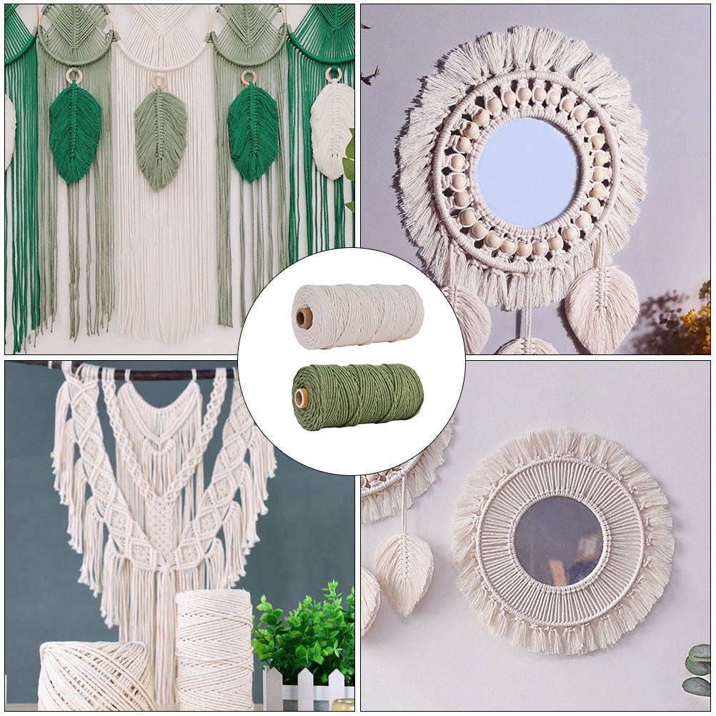 WINOMO Woven Cotton String Weaving Rope 2 Rolls Army Green for Craft ...