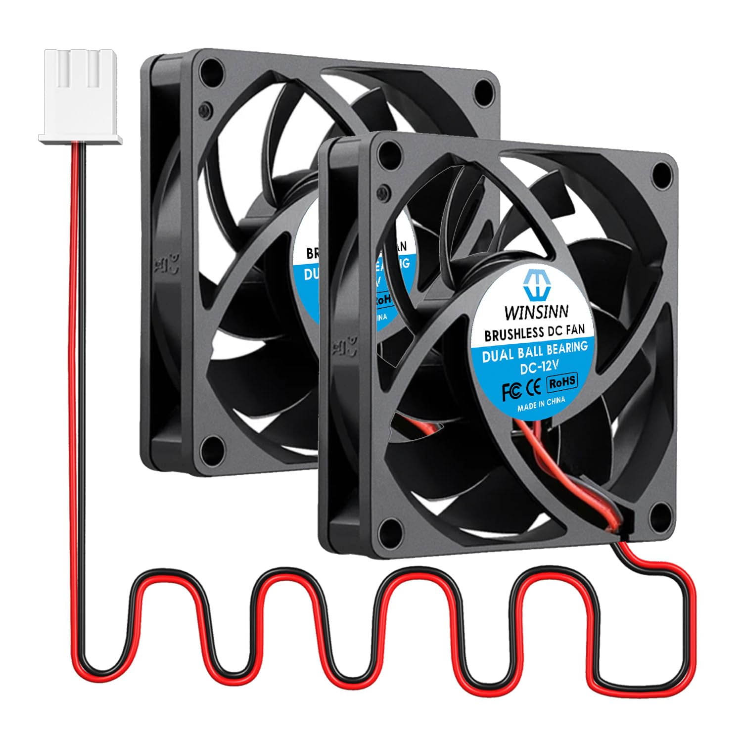 WINSINN 70mm 12V Fan RRF12 - Dual Ball Bearing 4500 RPM 7015 Cooling ...