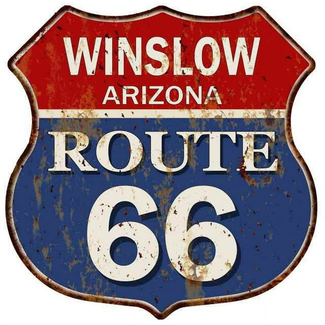 WINSLOW, ARIZONA Route 66 Shield Metal Sign Man Cave Garage ...