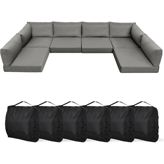 WINSOON 14 Piece Outdoor Replacement Cushions for 6-Seat Rattan Wicker ...