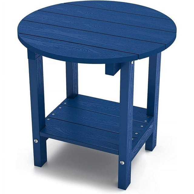 WINSOON Plastic 2-Tier Adirondack Patio Side Table, Outside Storage ...