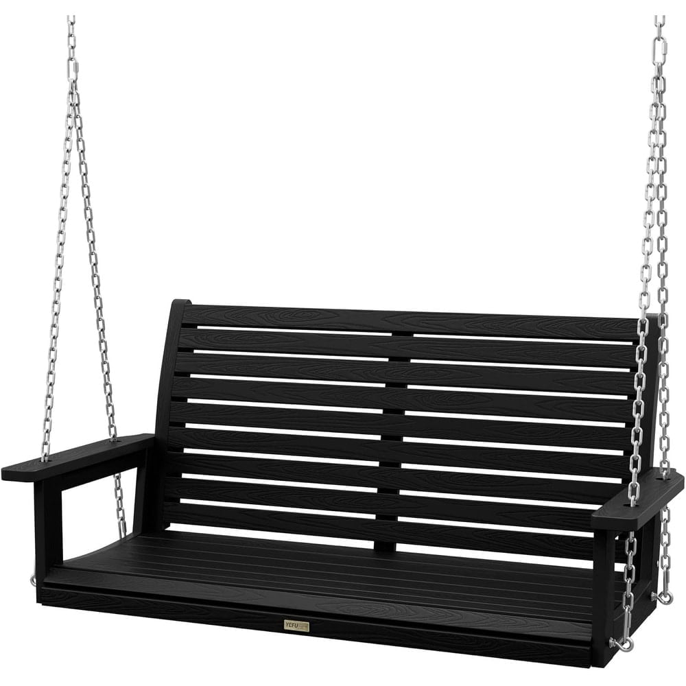 WINSOON 55" All Weather HIPS Outdoor Porch Swing -Black - Walmart.com