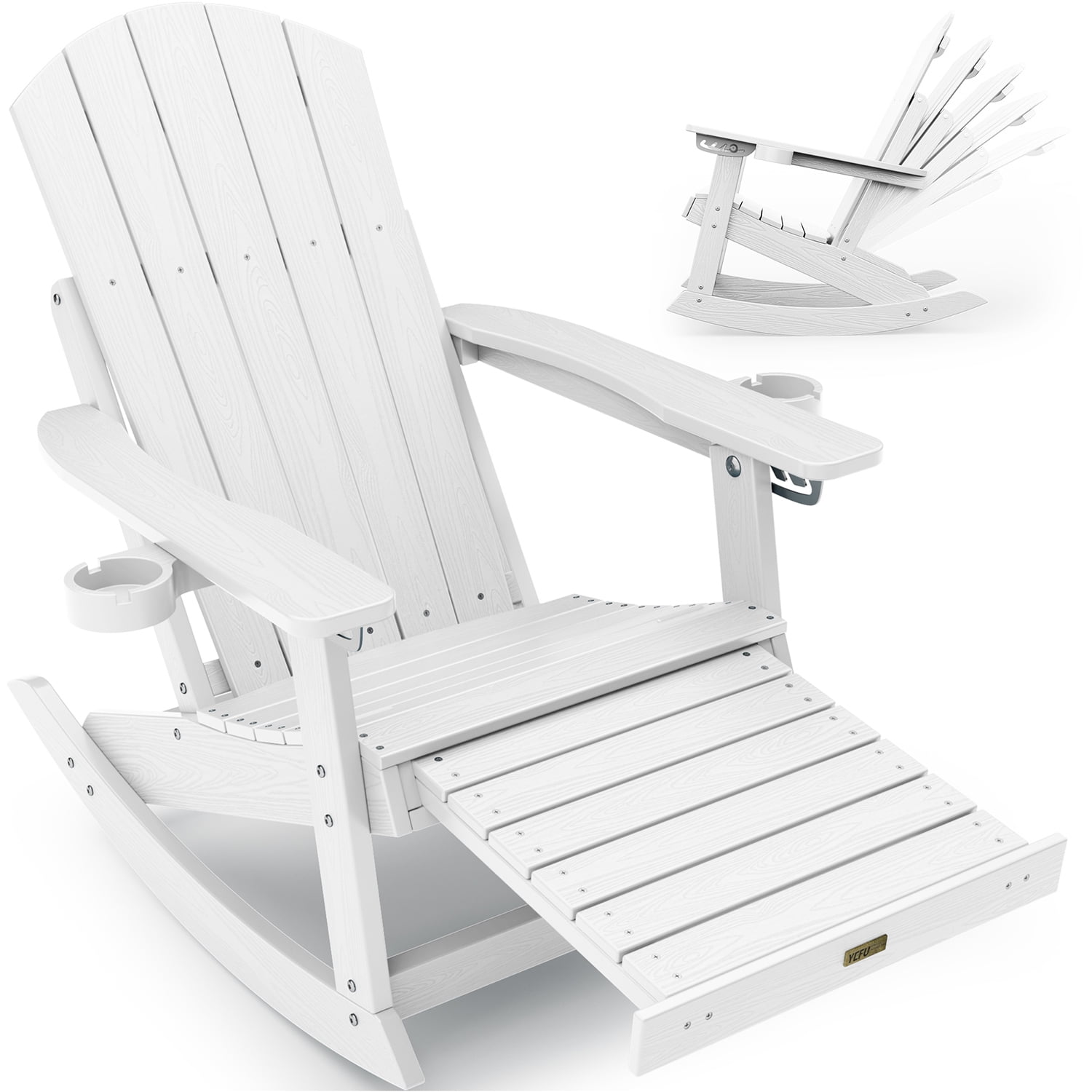 WINSOON Adirondack Chair Composite Rocking Chair Outdoor Weatherproof ...