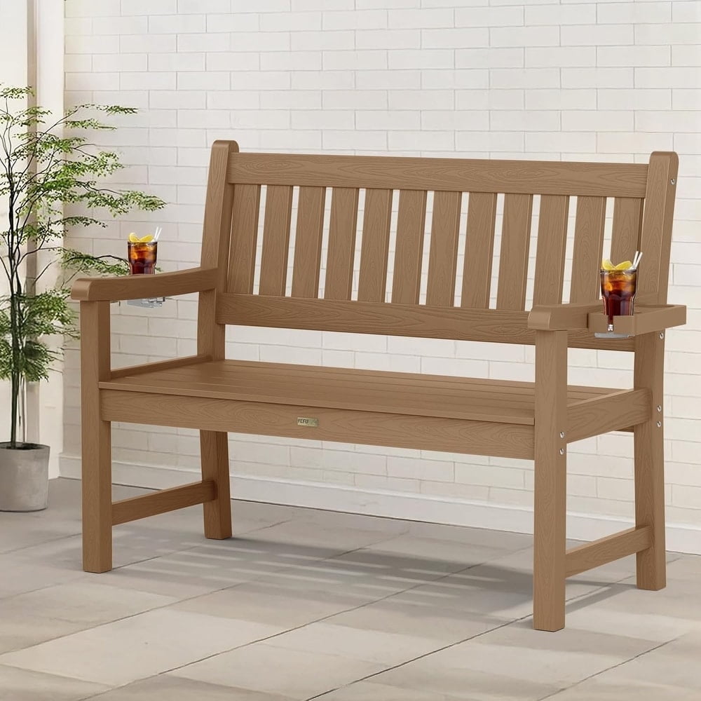 WINSOON All-Weather HIPS Outdoor Garden Bench, 56" Adirondack Outdoor ...