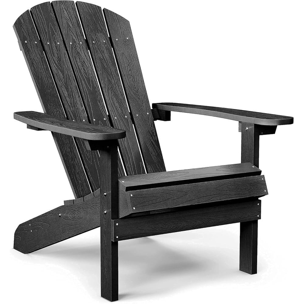 WINSOON All Weather HIPS Outdoor Plastic Adirondack Chair-Black ...
