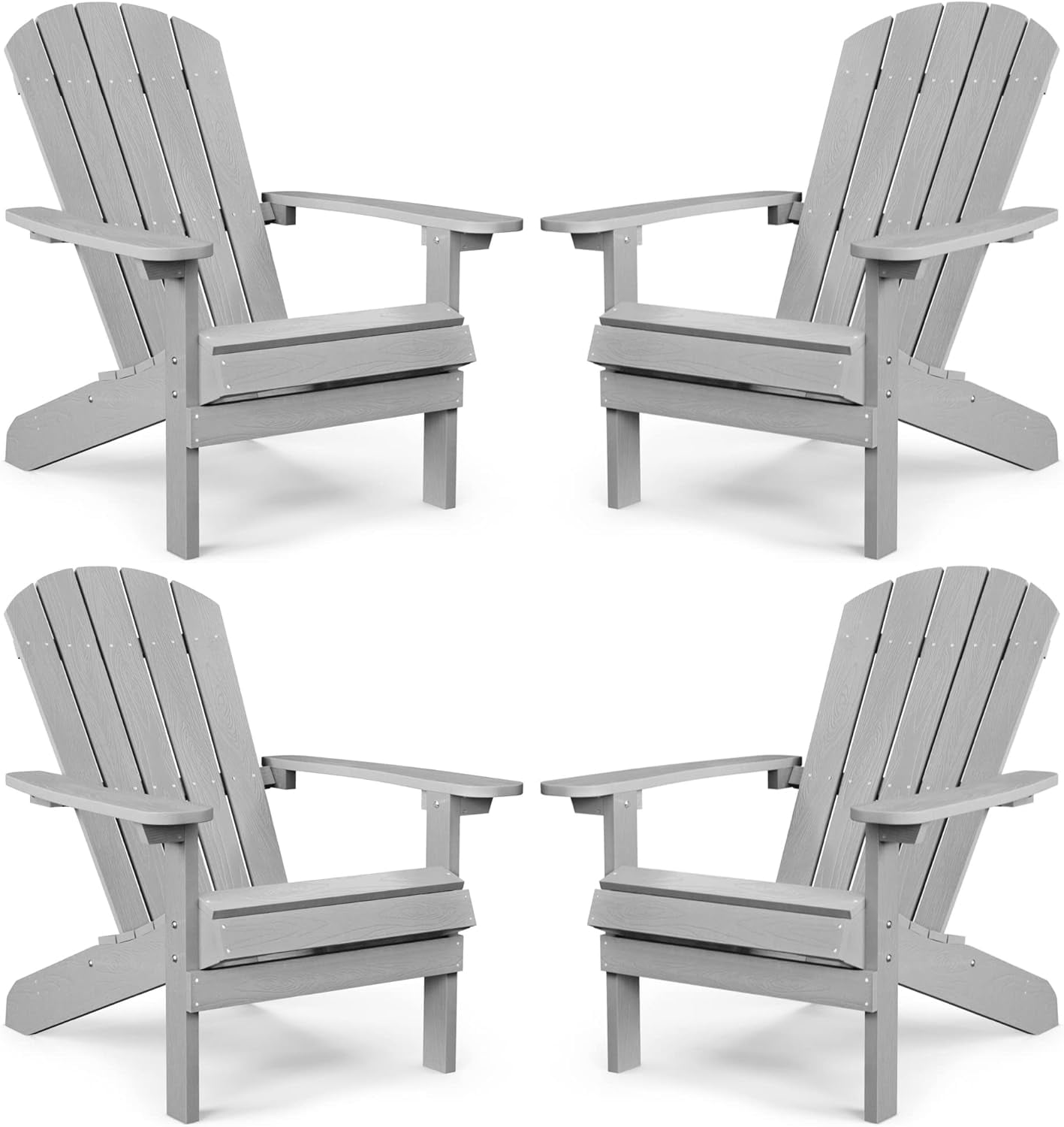WINSOON All Weather HIPS Outdoor Plastic Adirondack Chairs Set Of 4 ...