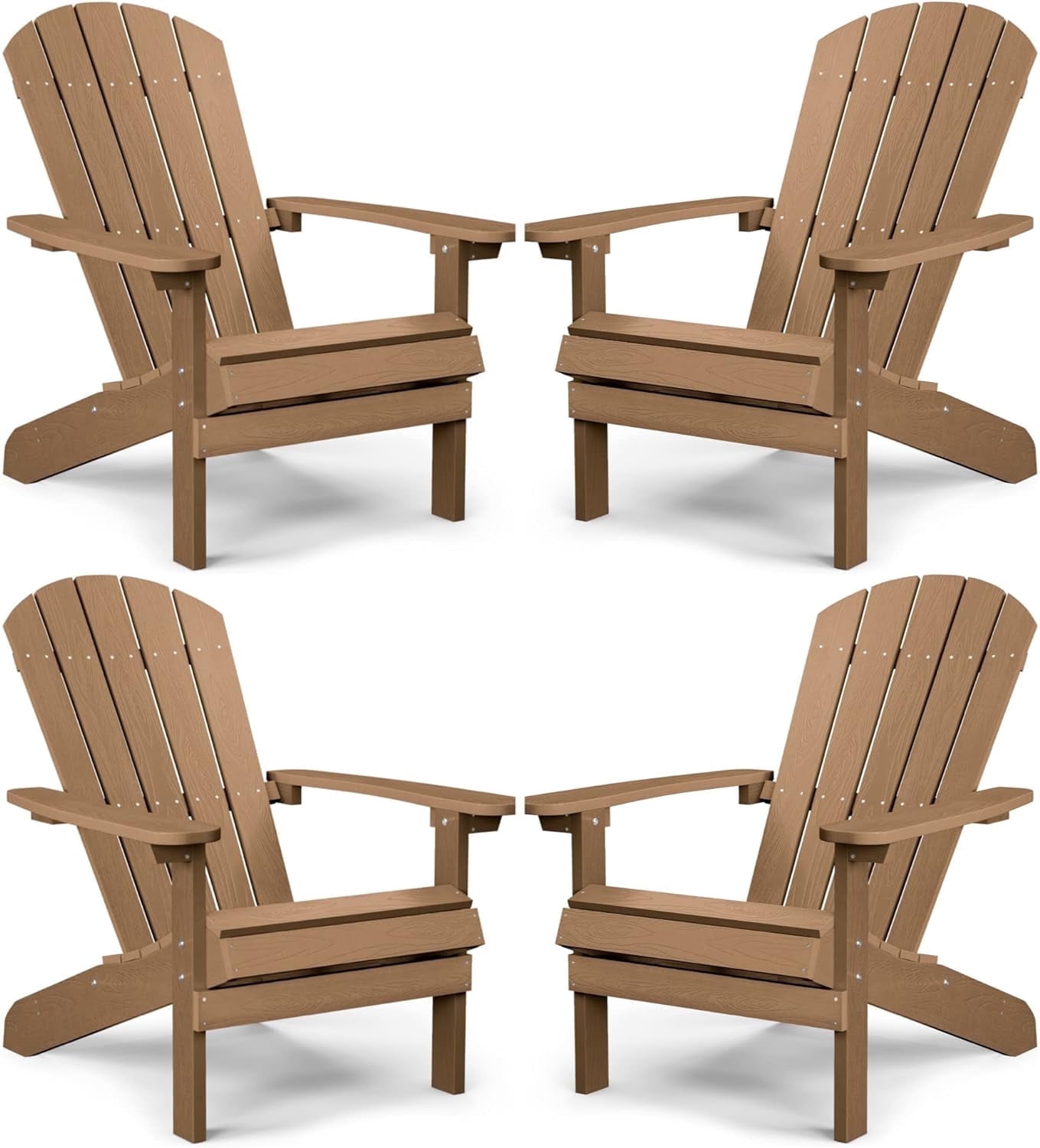 WINSOON All Weather HIPS Outdoor Plastic Adirondack Chairs Set Of 4 ...