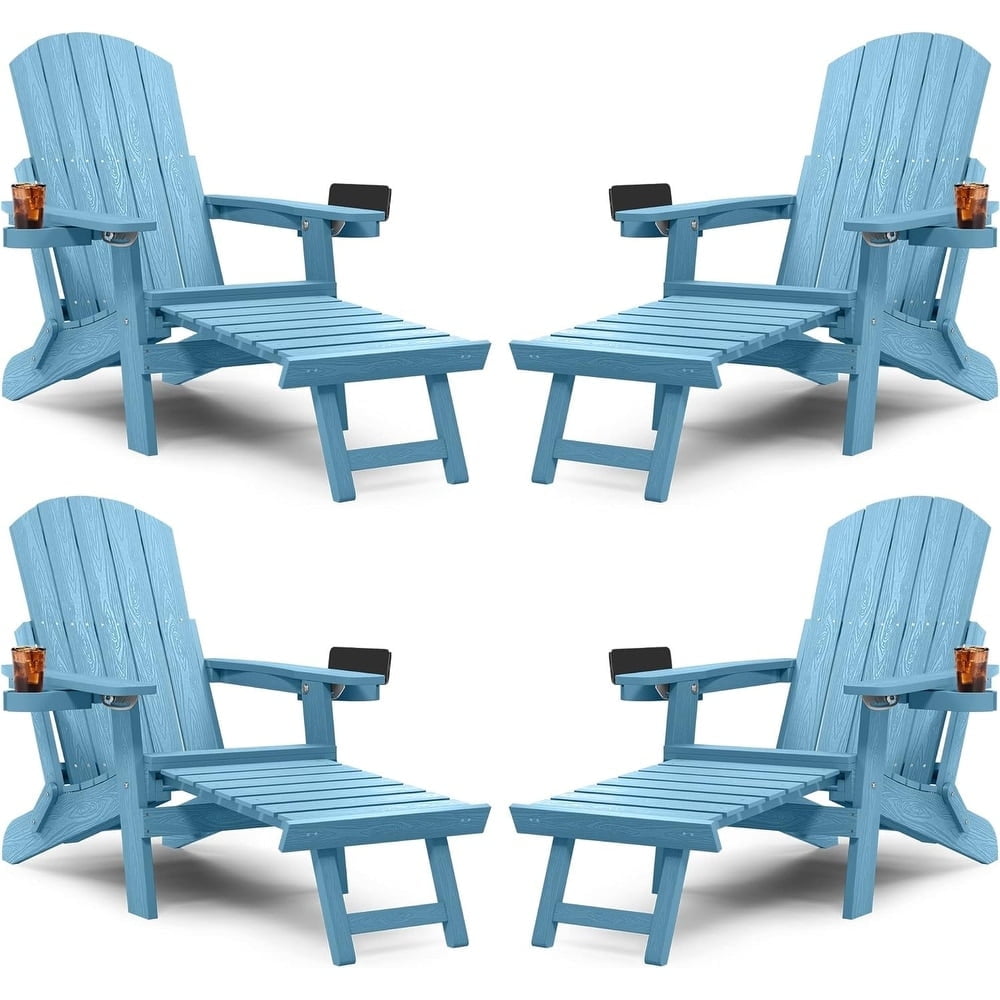 WINSOON Set of 4 Folding Adirondack Chair,Five-Gear Adjustable Backrest ...