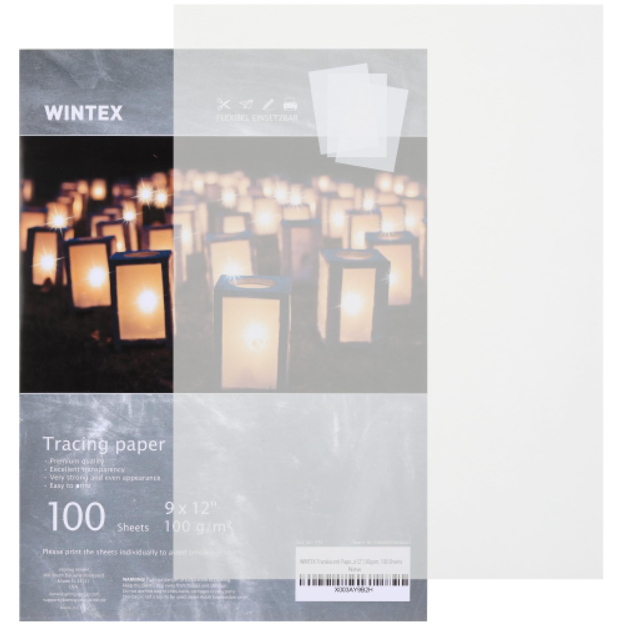 WINTEX Tracing Paper, 9" x 12" (100 sheets), 32lb/50gsm, For Kids and ...