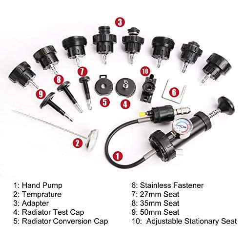 WINTOOLS 18pcs Auto Cooling System Radiator Cap Pressure Tester Kit ...