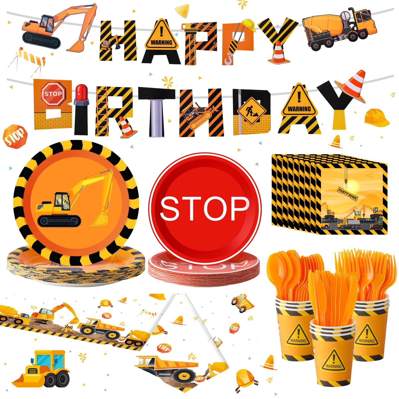 WINTS Construction Birthday Party DHF10 Supplies Truck Themed Party ...