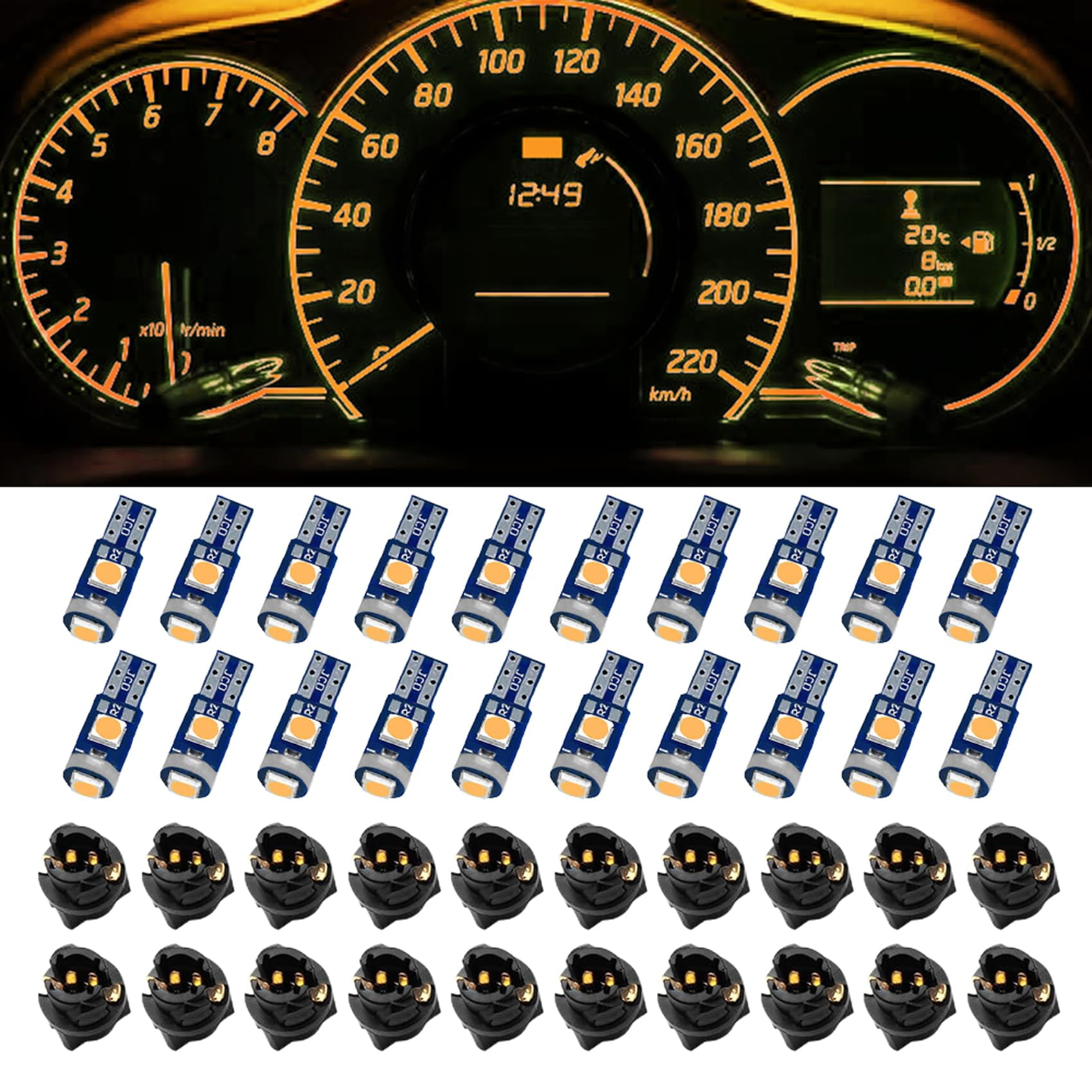 WINUERK 20PCS Led Bulb STF9 Dash Lights, Instrument Cluster T5 LED ...