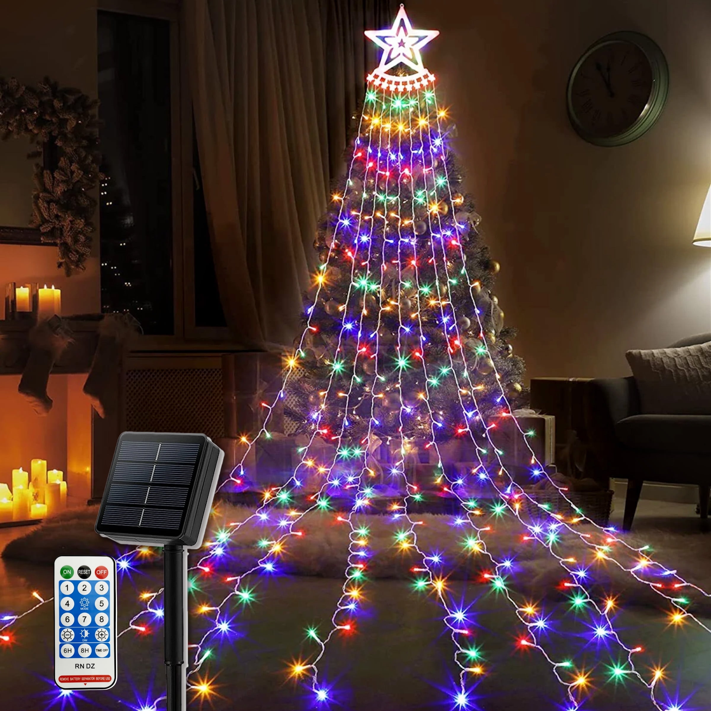FoikYoik Christmas Lights Outdoor Christmas Decorations Solar Waterfall ...