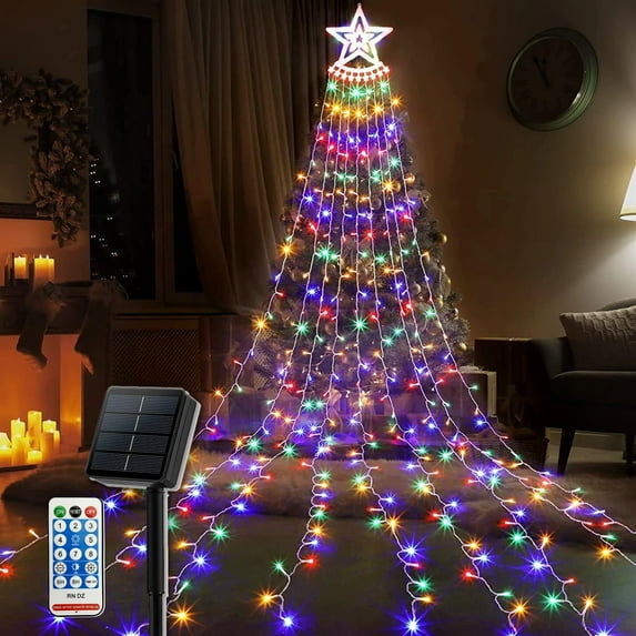 FoikYoik Christmas Lights Outdoor Christmas Decorations Solar Waterfall ...