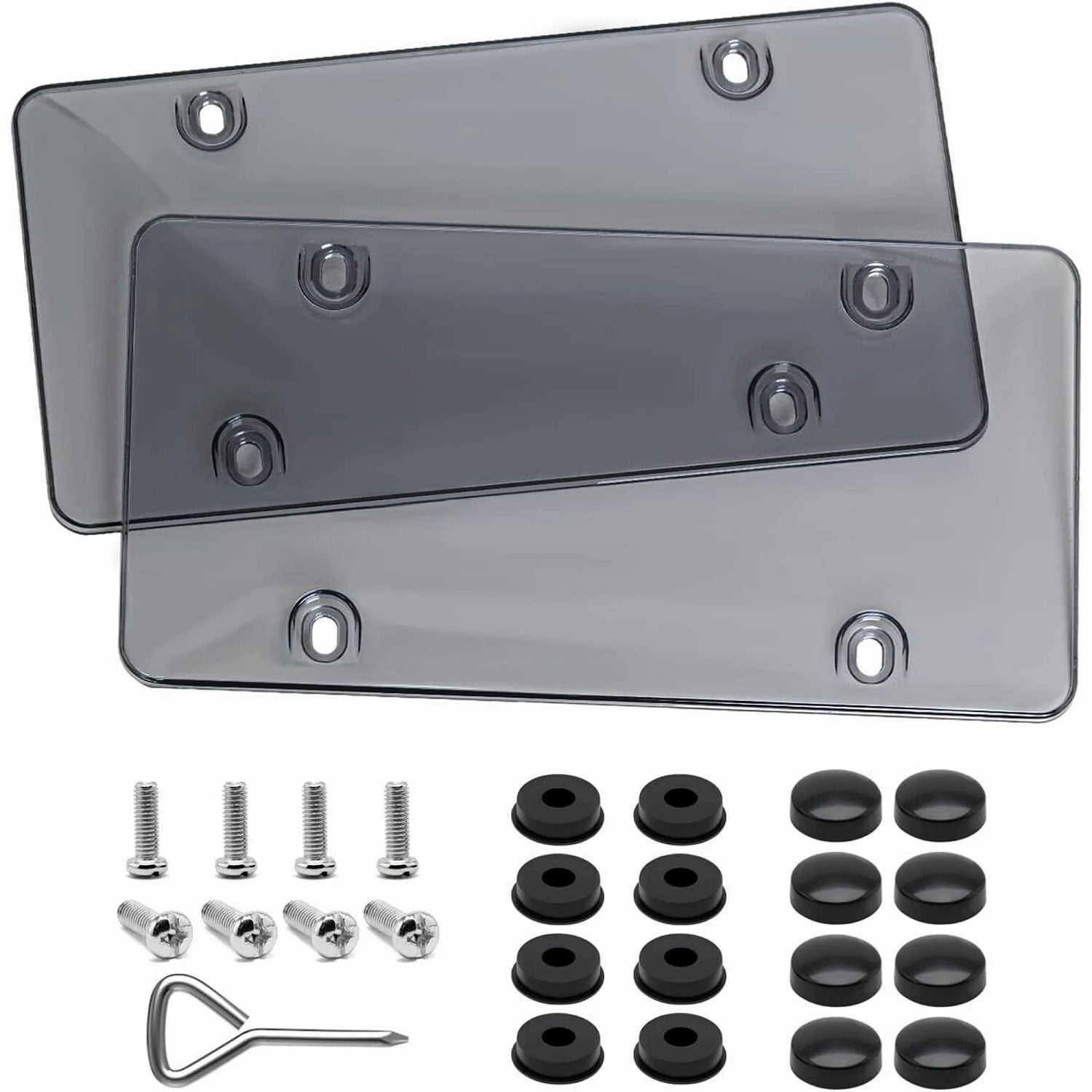 WIOMEASK 2 Pcs License Plates Cover Grey Unbreakable Dark Design,Fits ...