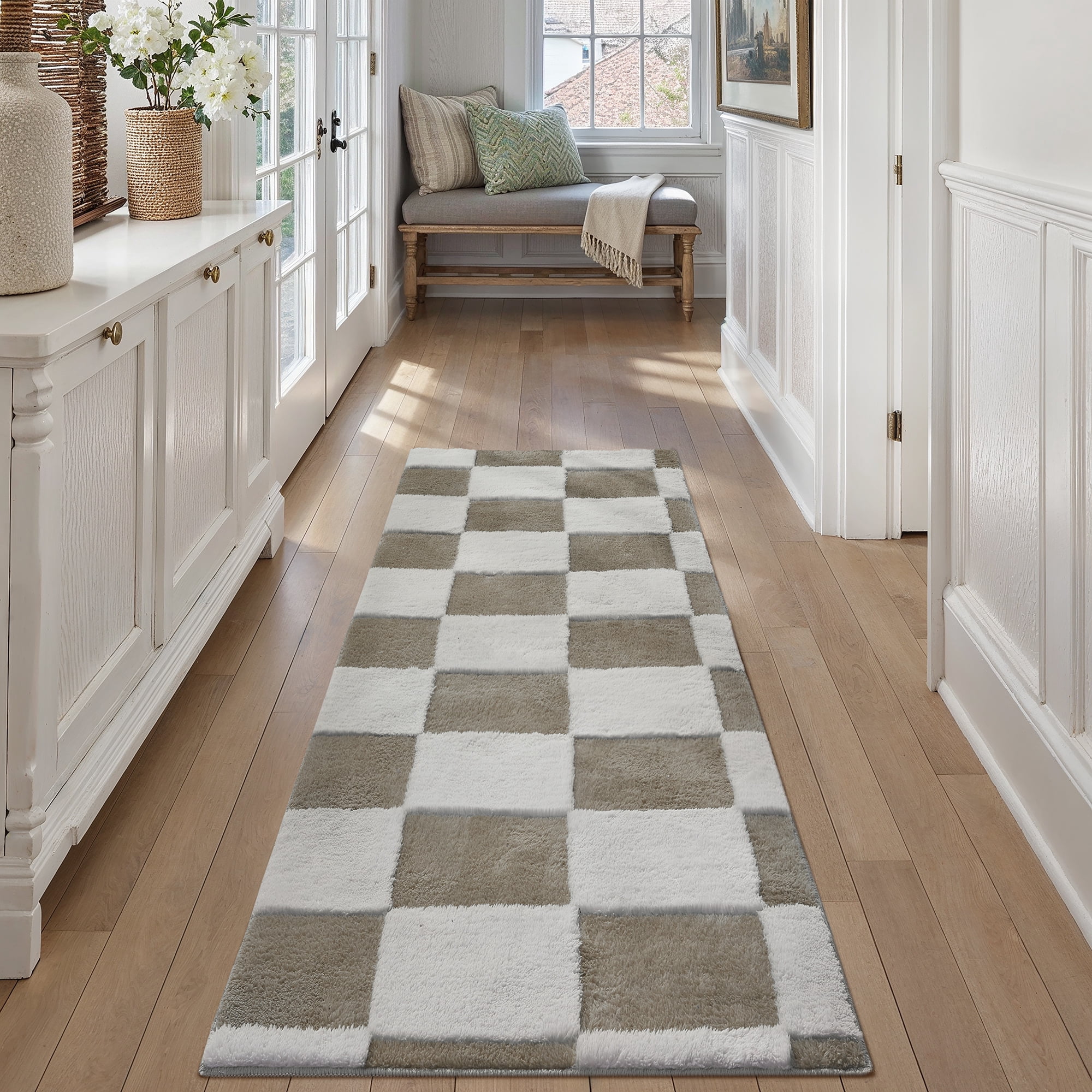 WIPONKEN 2x6 Runner Rugs Jacquard Soft Cotton Plush for Living Room ...