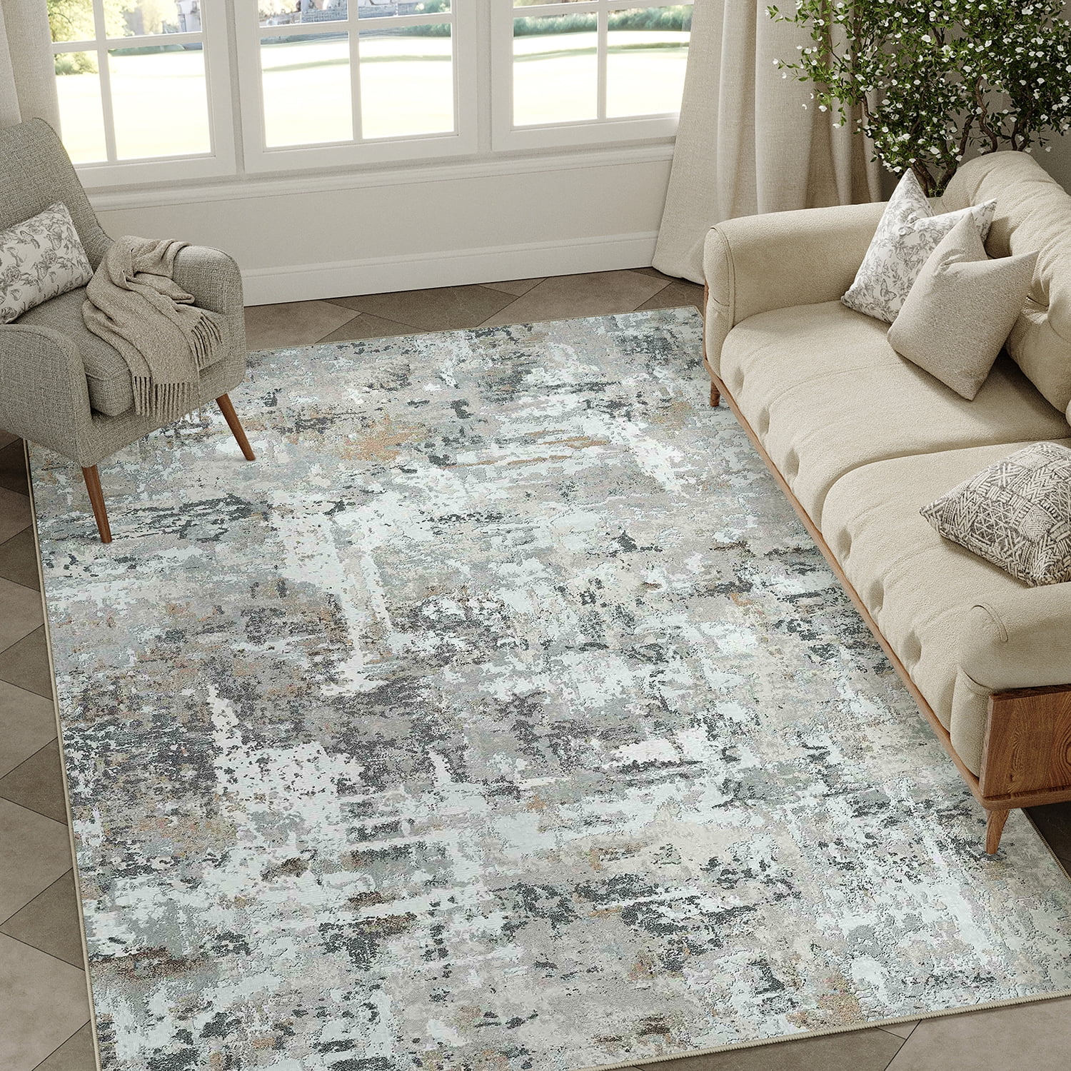 WIPONKEN 3x5 Area Rug for Living Room and Bedroom, Washable Modern ...