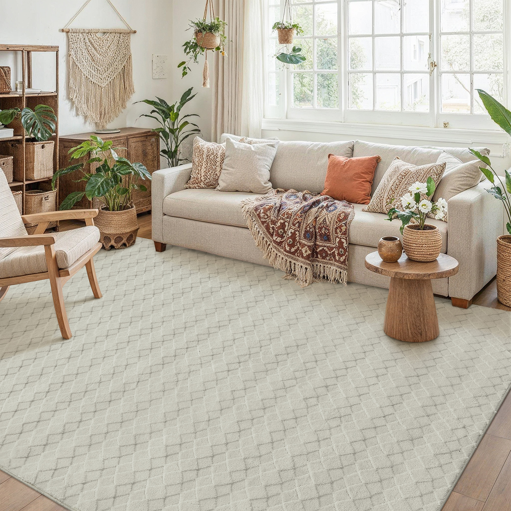 WIPONKEN 3x5 Area Rugs Jacquard Soft Cotton Plush for Living Room ...