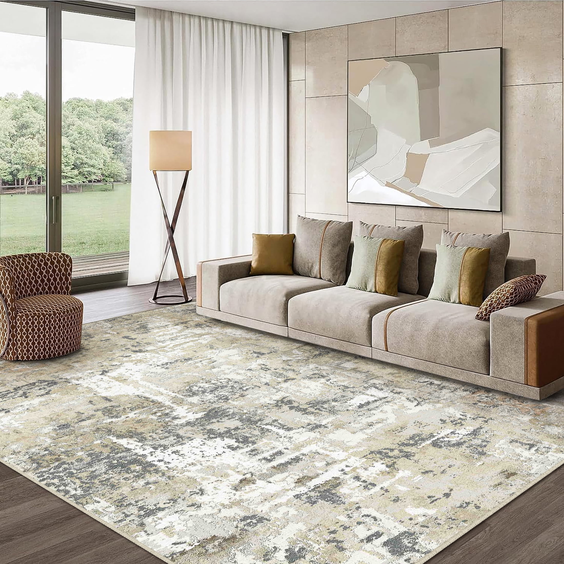 WIPONKEN 5x7 Area Rug for Living Room and Bedroom, Washable Modern ...